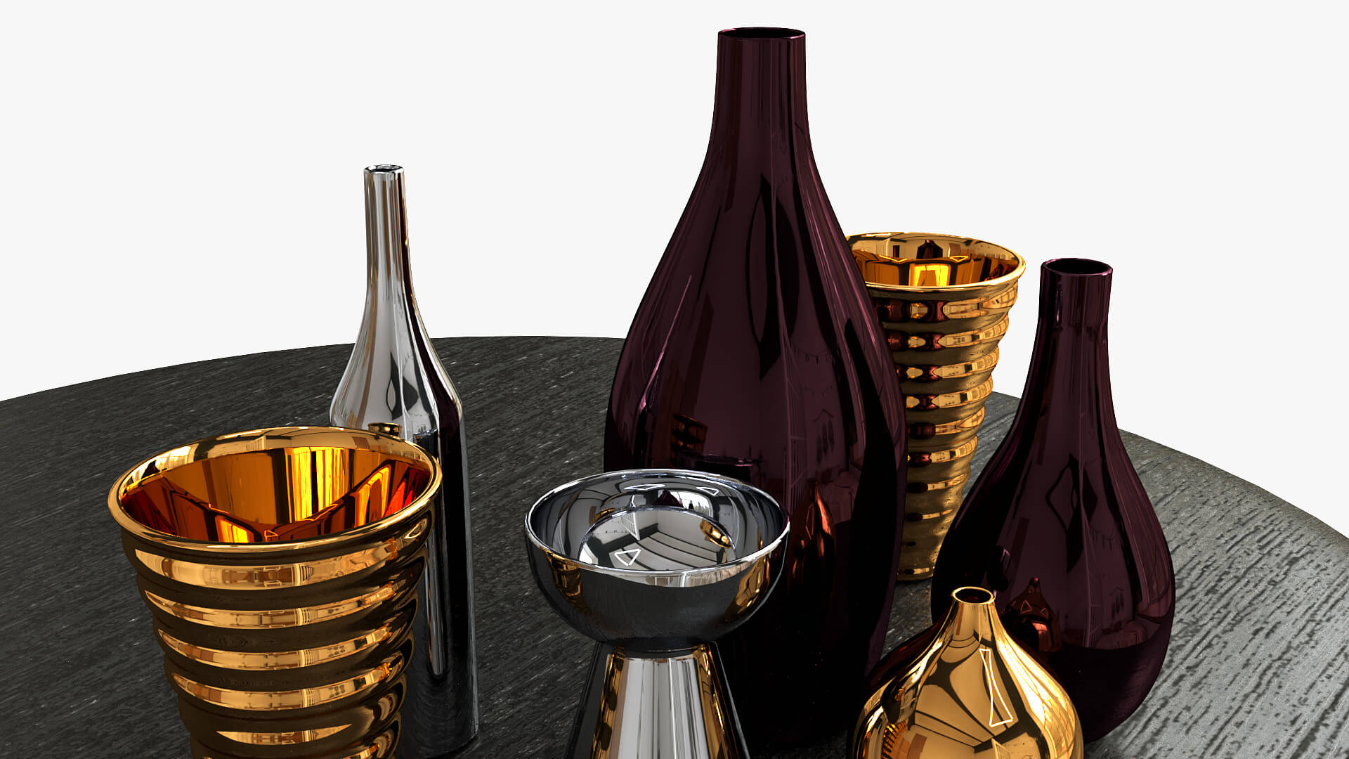 Collection of Modern Metal Vases - 3D Model by Artdeco 3d