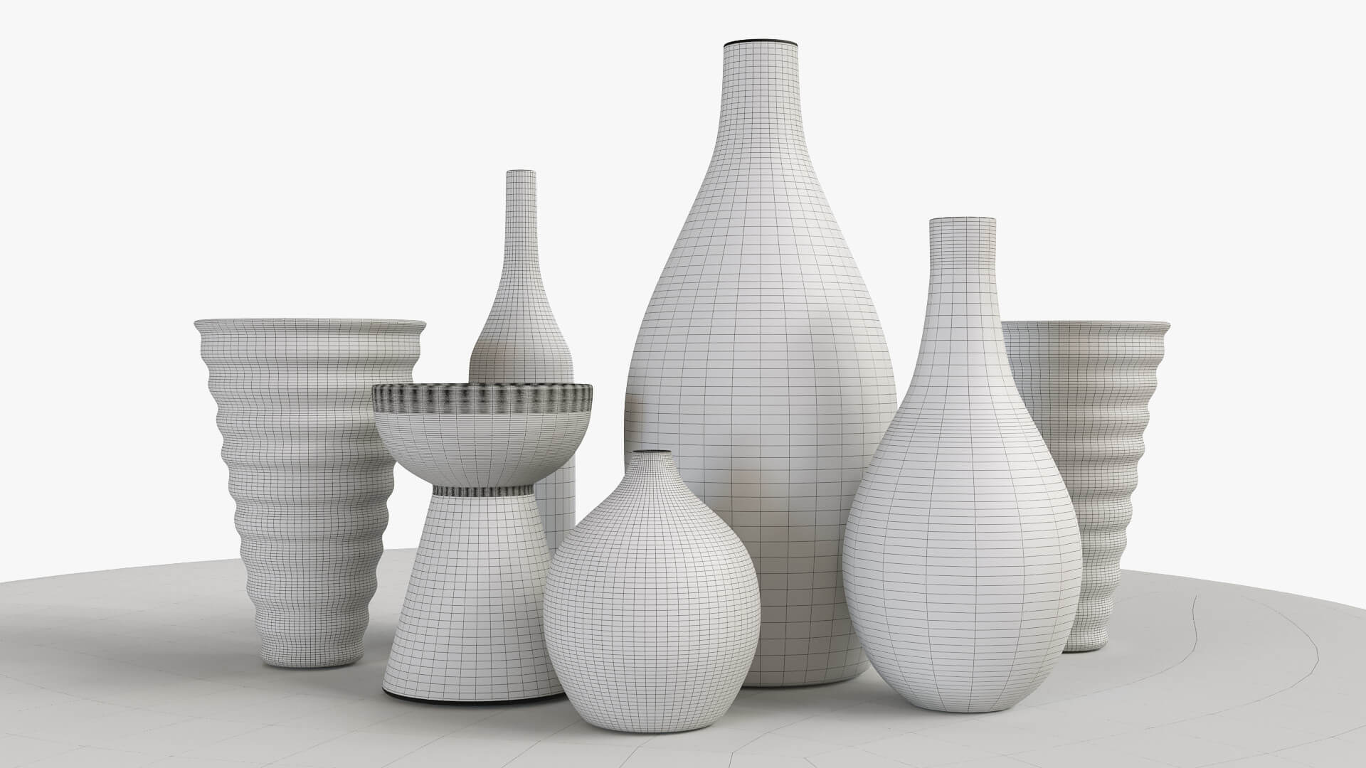 Collection of Modern Metal Vases - 3D Model by Artdeco 3d