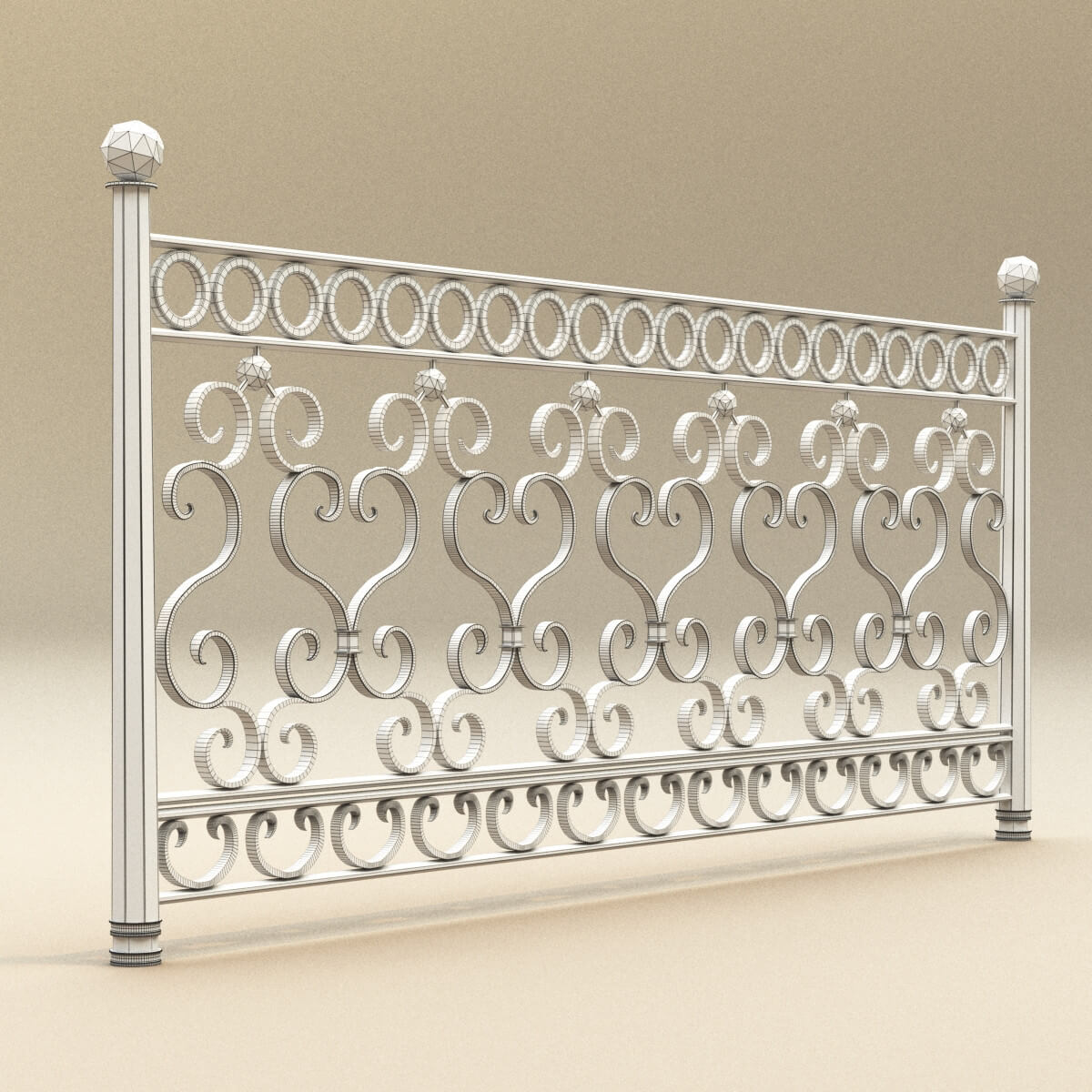 Metal Classic Railing - 3D Model by Artdeco 3d