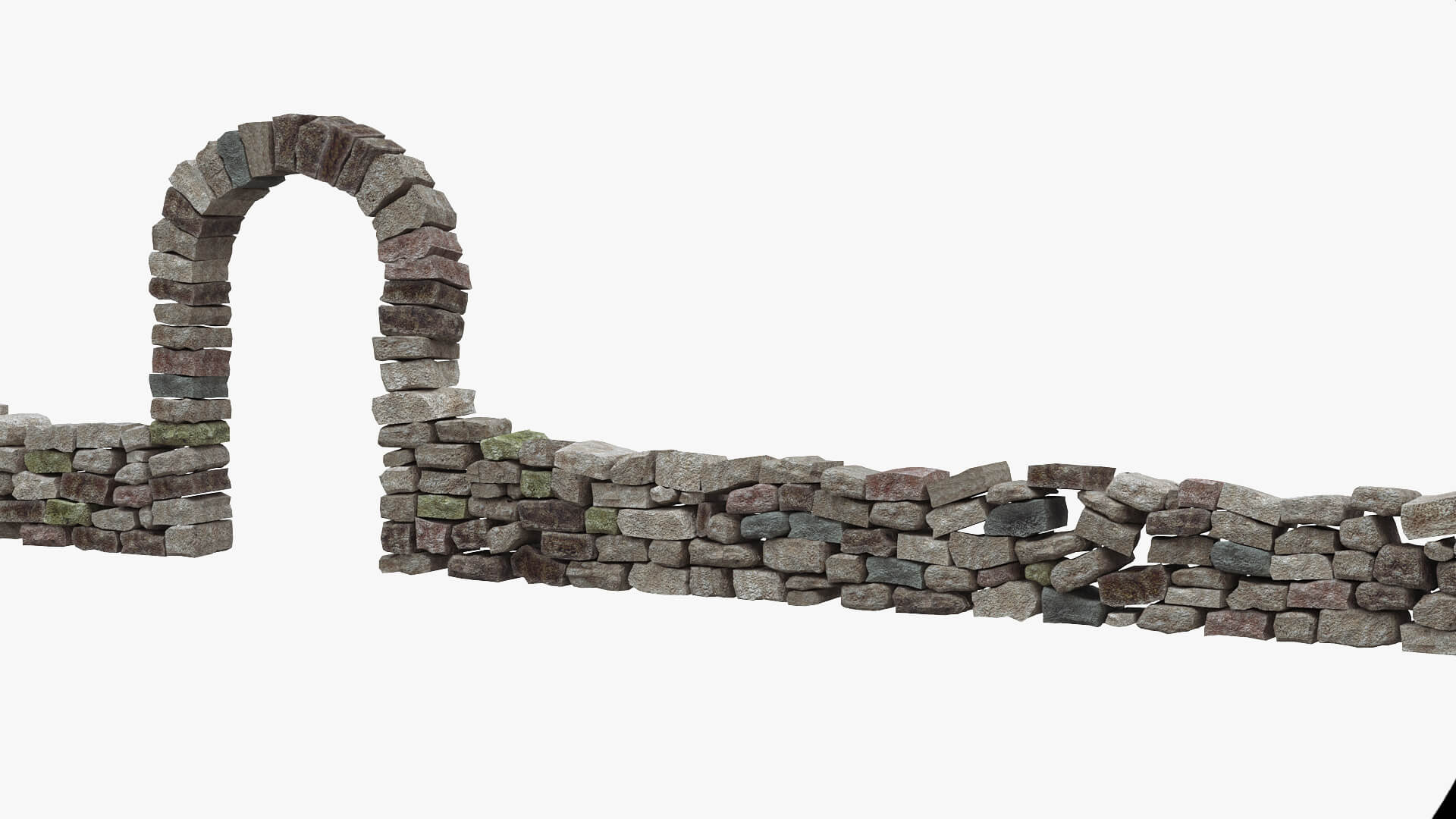 Retaining Wall Arch Ruins - 3D Model by Artdeco 3d