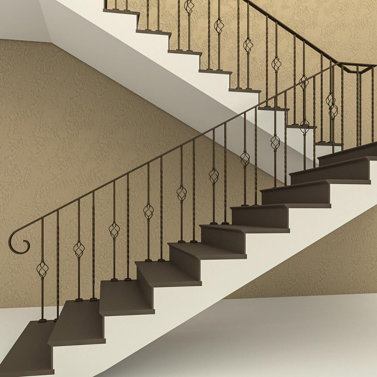 Stairs Old Two-flights 3D Model by Artdeco 3d