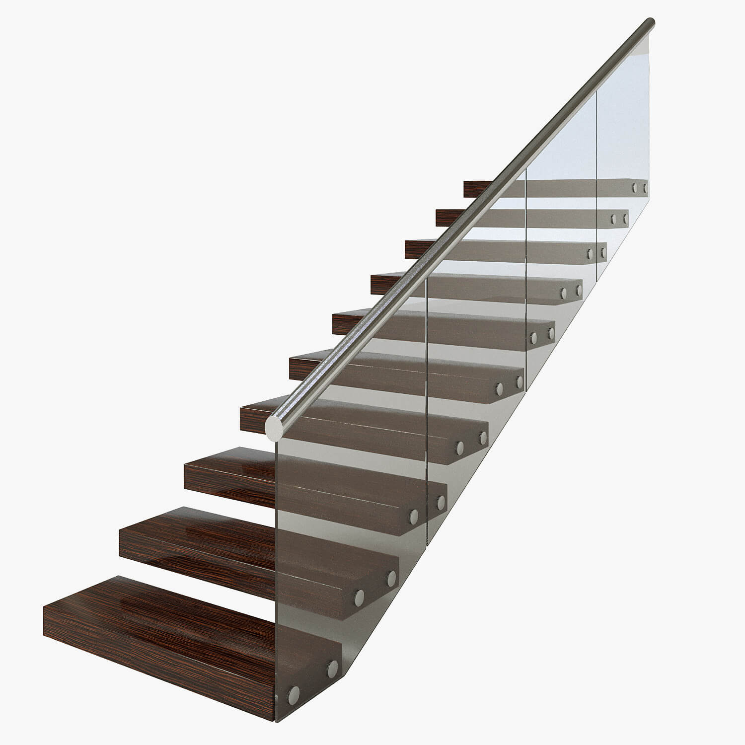 Stairs With Glass Railings - 3D Model by Artdeco 3d