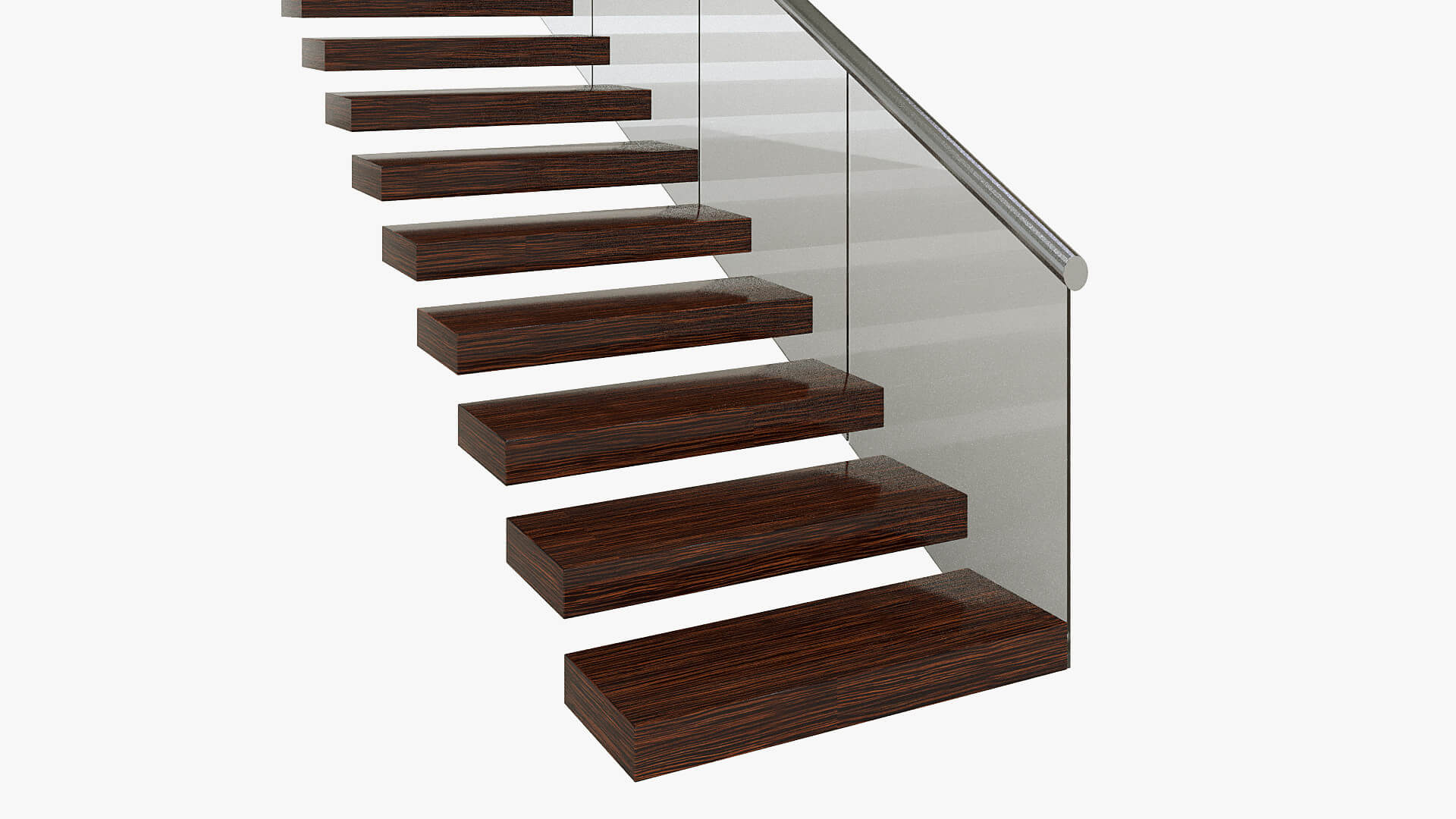 Stairs With Glass Railings - 3D Model by Artdeco 3d