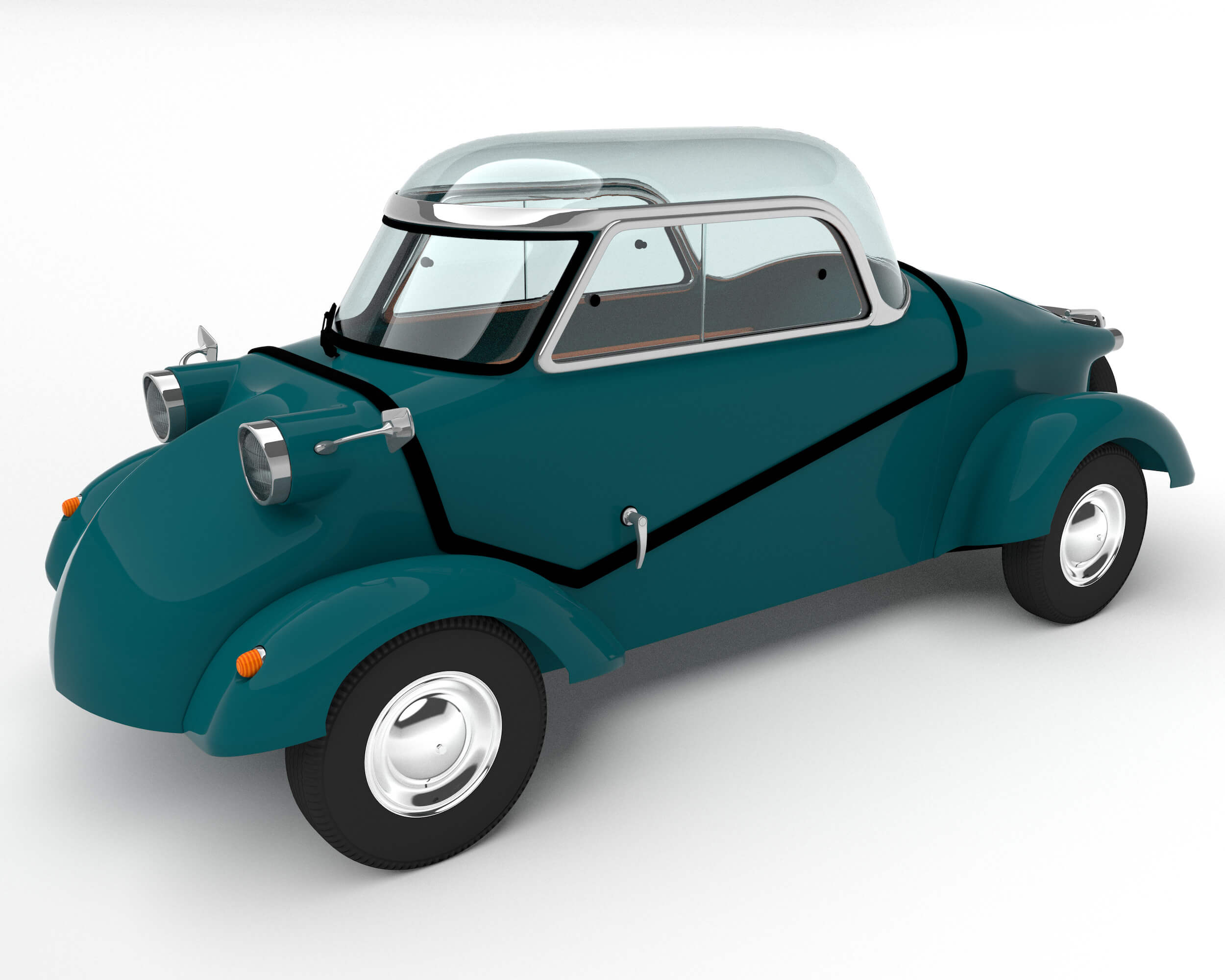 Small Electric Car Style 50S - 3D Model by artgeorg