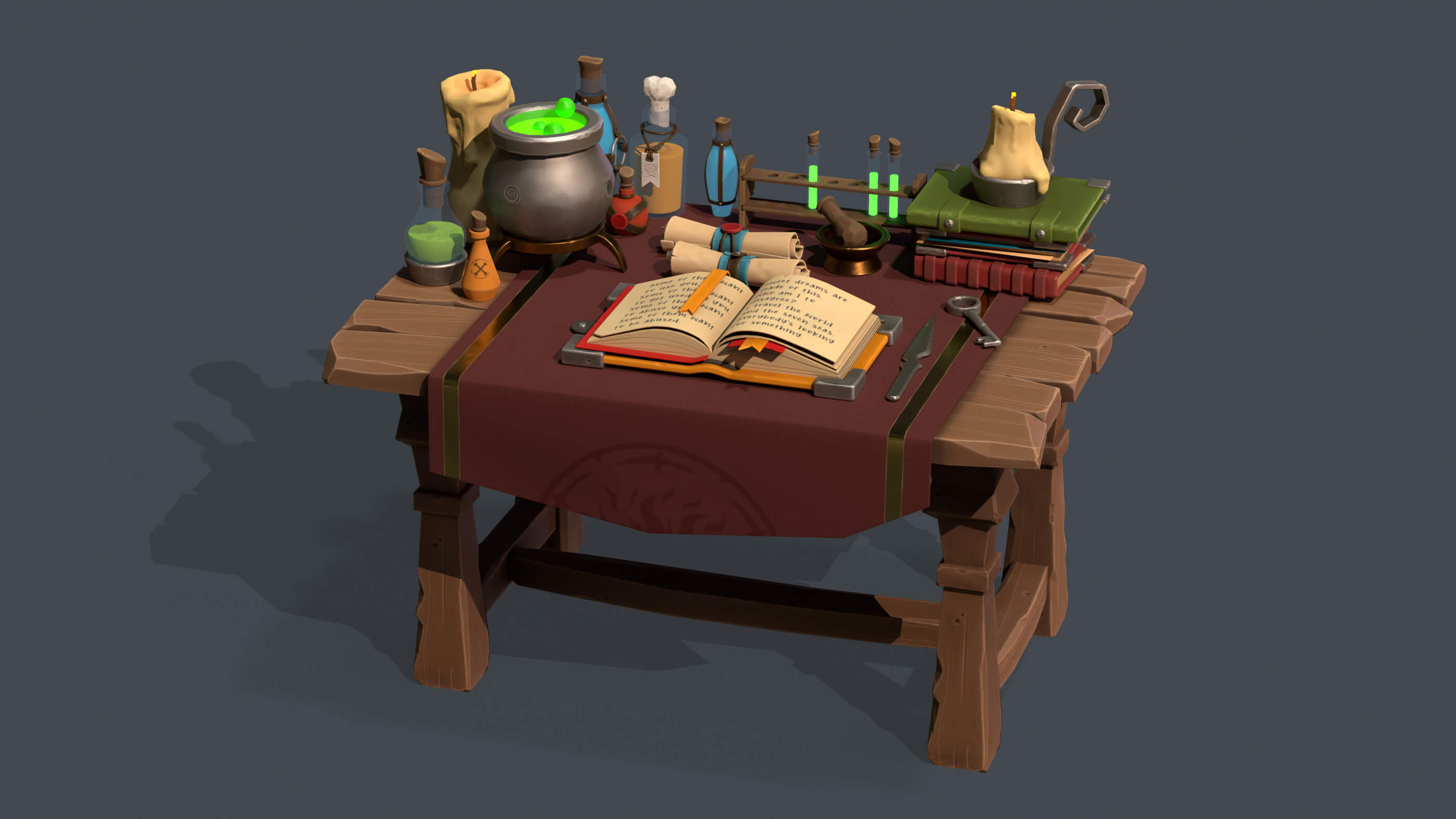 Stylized Alchemy Table - 3D Model by ArtInt3d
