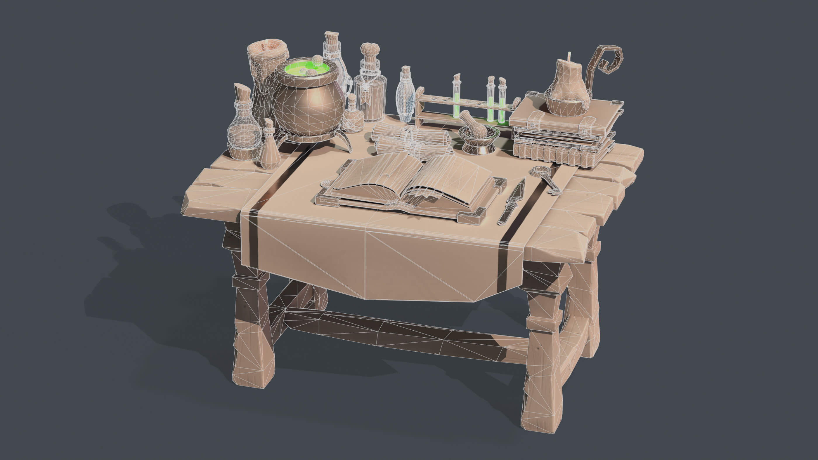 Stylized Alchemy Table - 3D Model by ArtInt3d