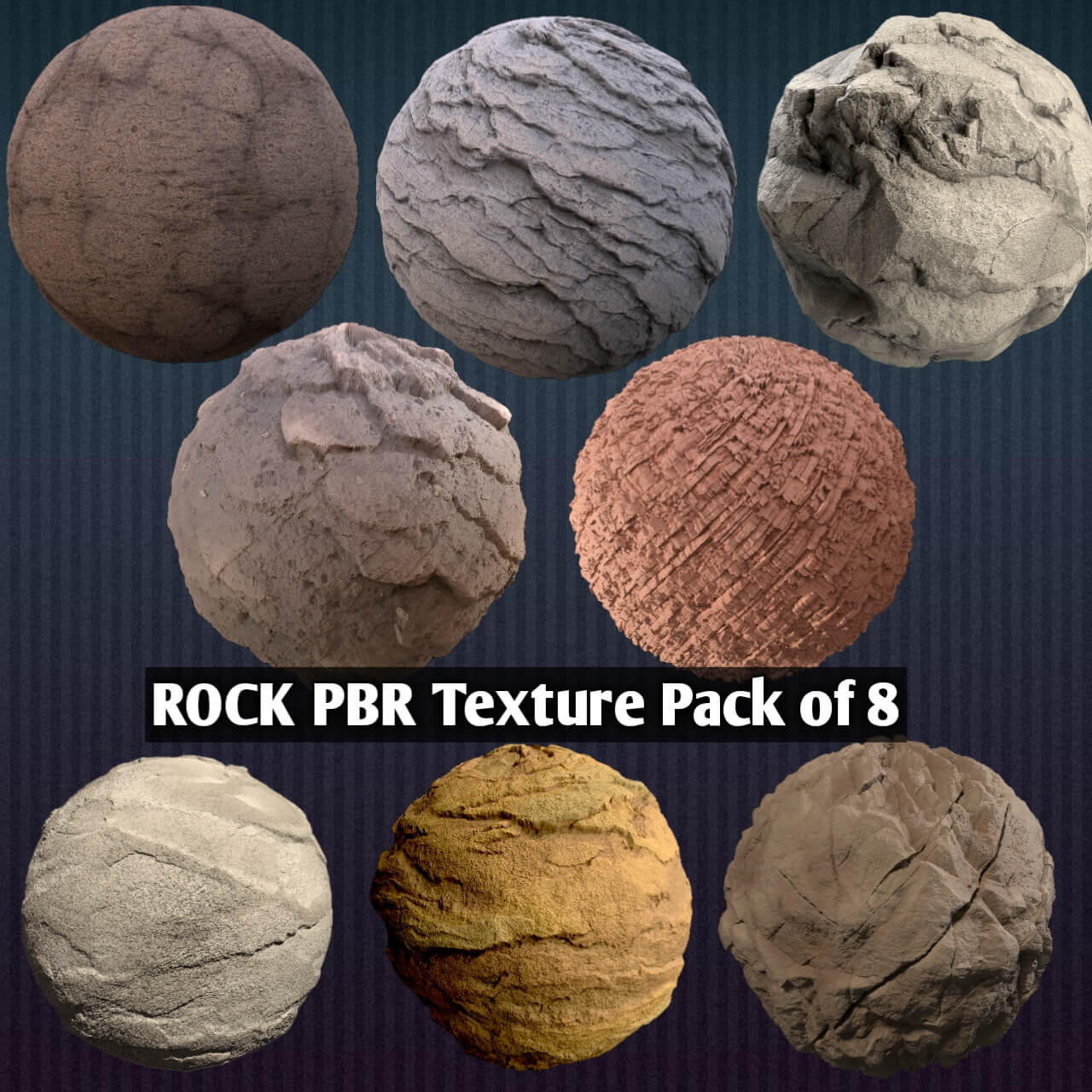 Pack of 8 Seamless Rock PBR Texture by artist_sush