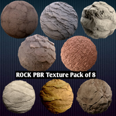 Pack of 8 Seamless Rock PBR Texture by artist_sush