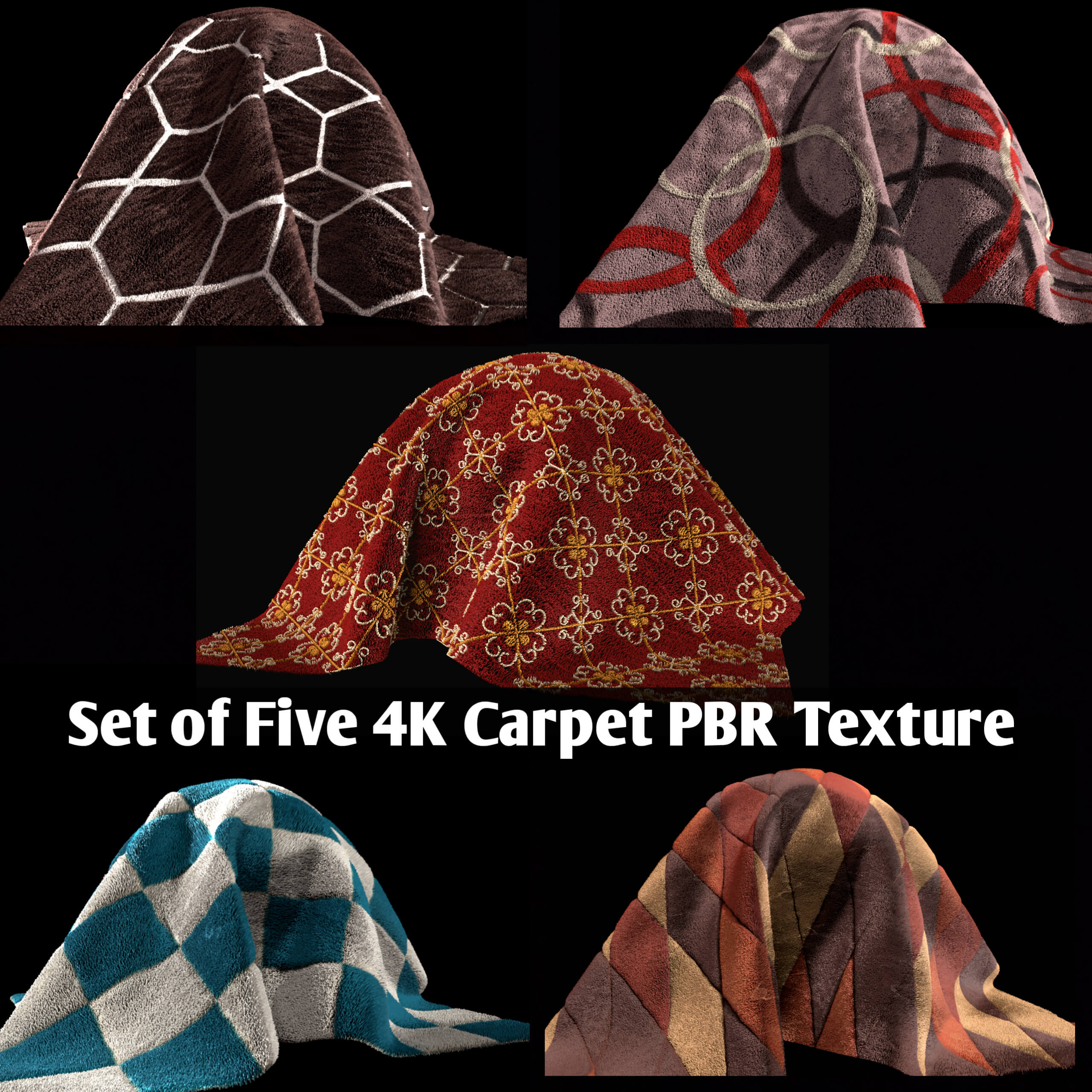 Set of Five Carpet PBR Texture by artist_sush