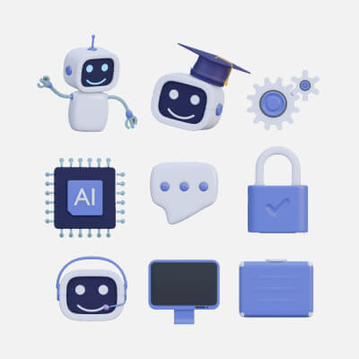 IT technology cartoon stylized simple set - 3D Model by artmyworks