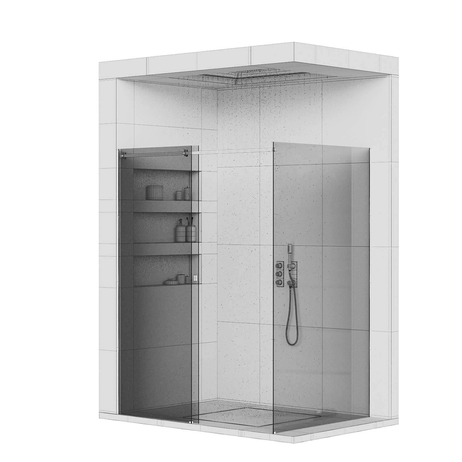 Shower Partition SET-1 3D Model by ArtNuvo