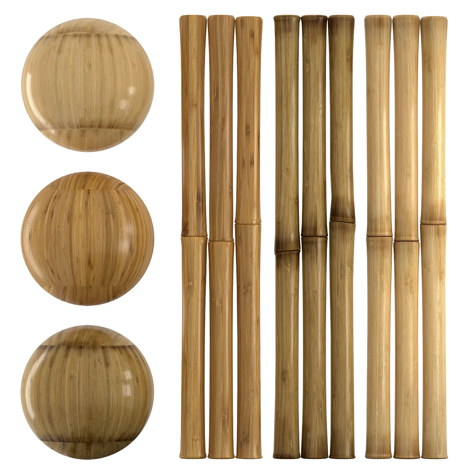 3 Realistic Bamboo Materials Set - 3D Model by artpolka