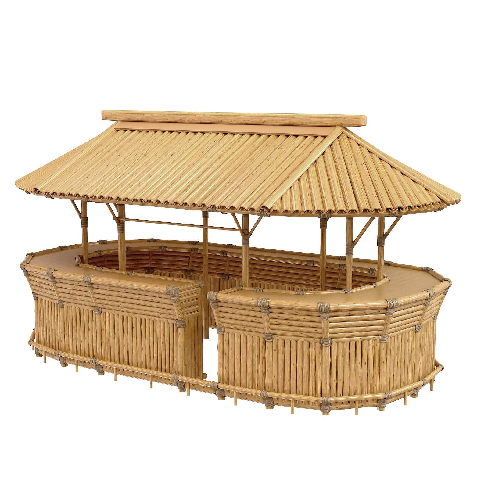 Bamboo Tiki Bar Oval Corner Shape - 3D Model by artpolka