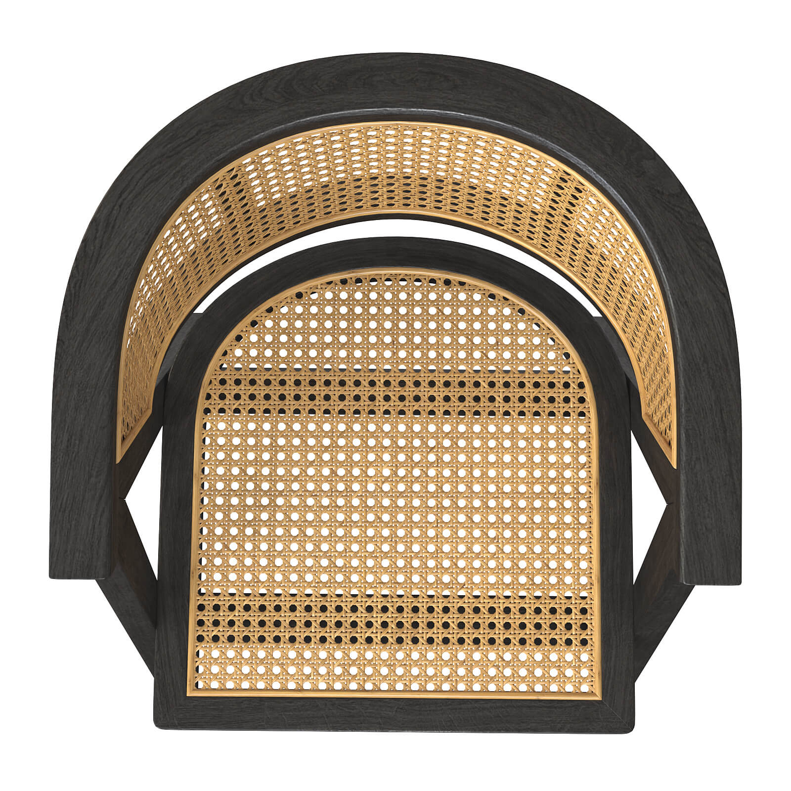 Black A-Shaped Design Wooden Rattan Chair 3D Model by artpolka