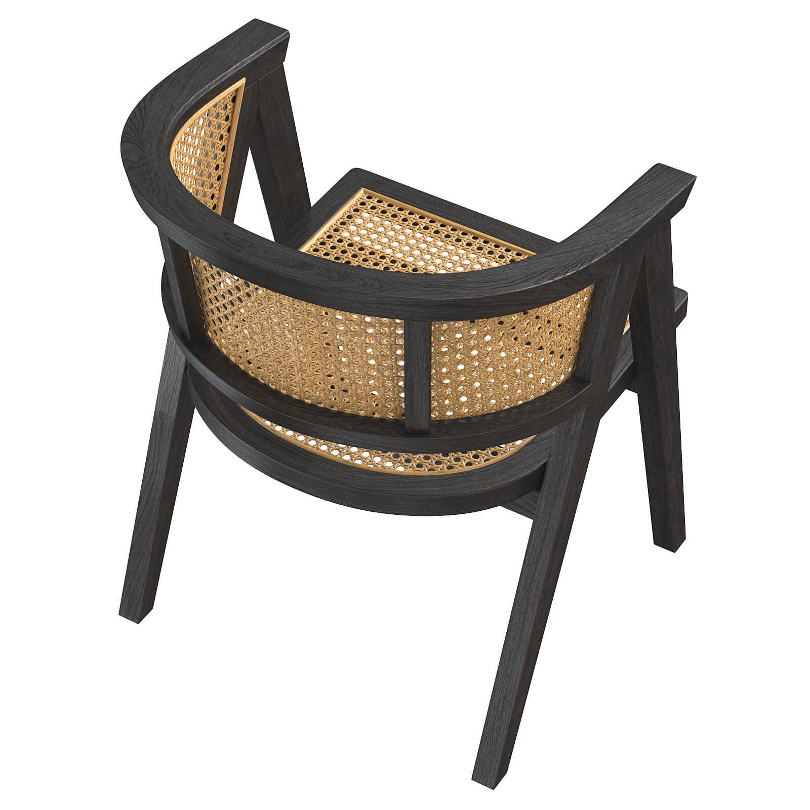 Black A-Shaped Design Wooden Rattan Chair 3D Model by artpolka