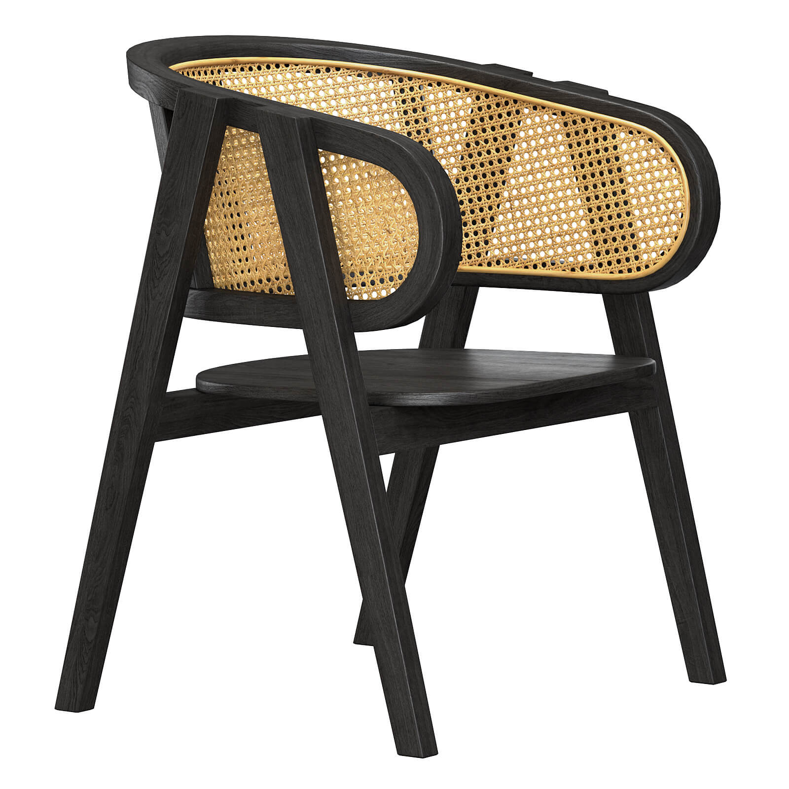 Black Modern Wooden Rattan Chair - 3D Model by artpolka