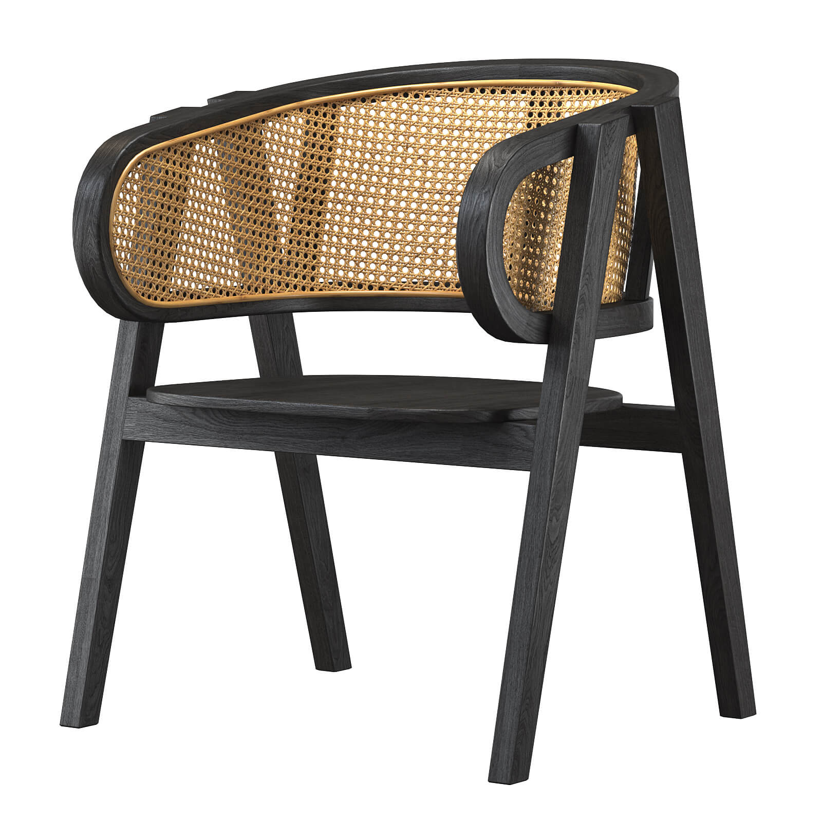 Black Modern Wooden Rattan Chair - 3D Model by artpolka
