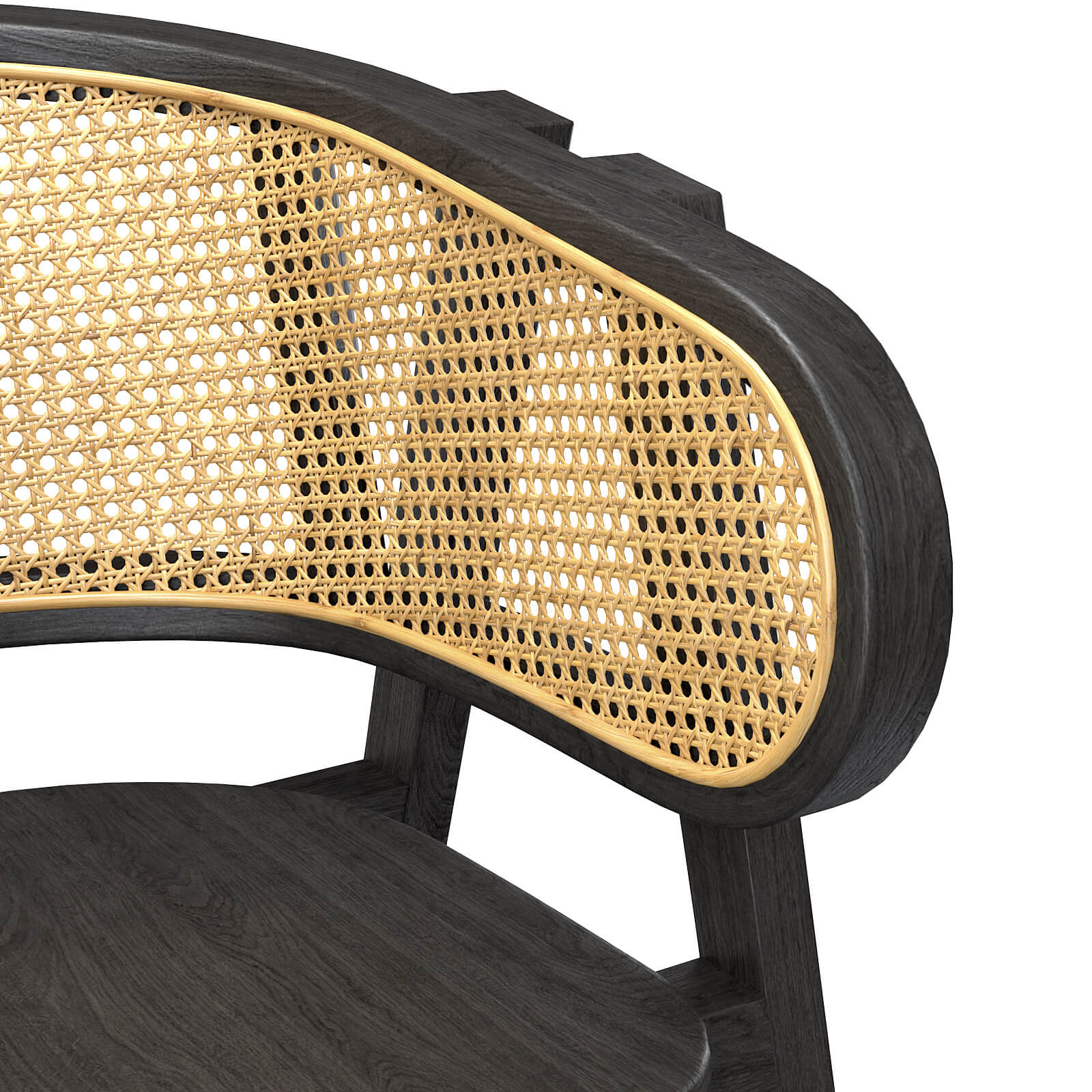 Black Modern Wooden Rattan Chair - 3D Model by artpolka