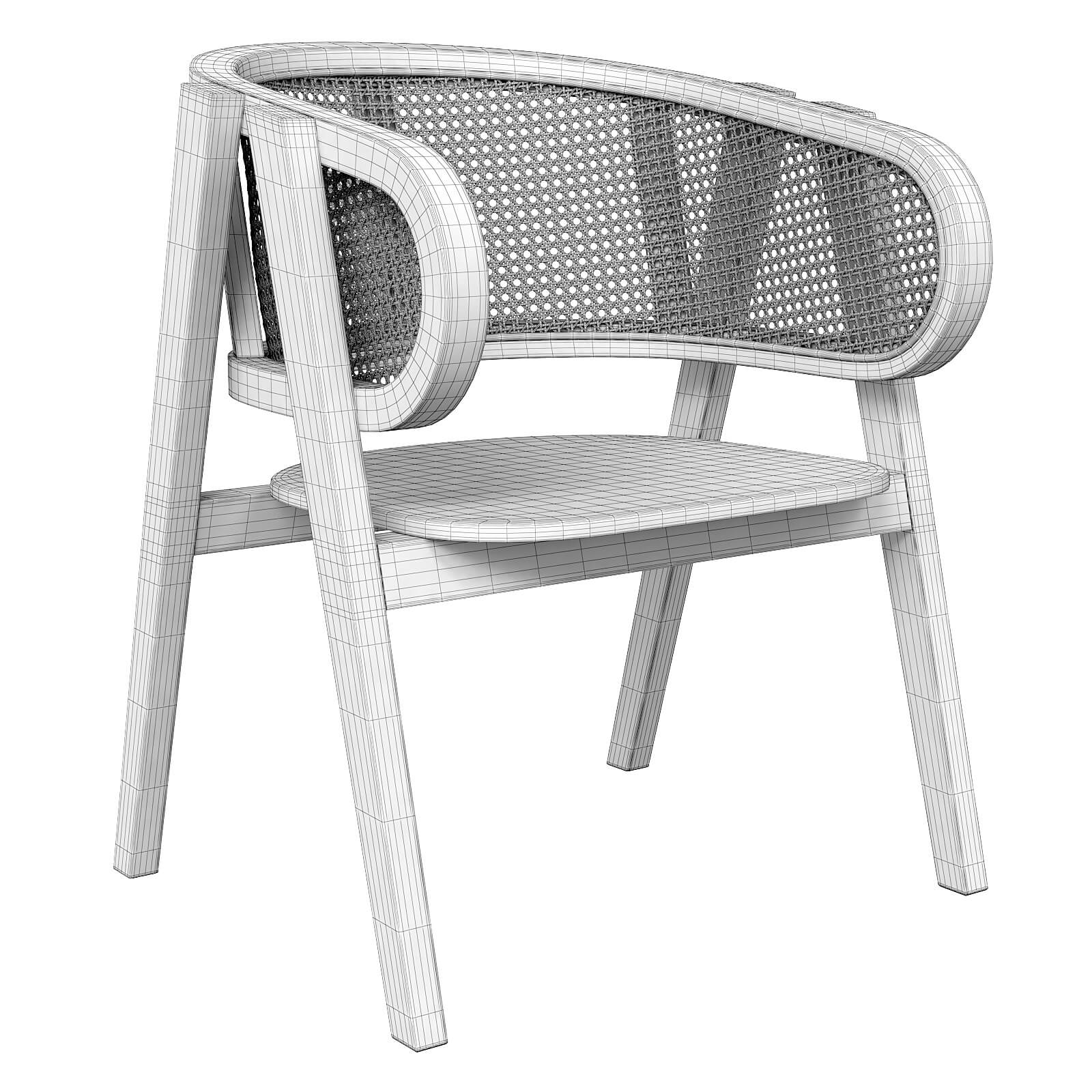 Black Modern Wooden Rattan Chair - 3D Model by artpolka