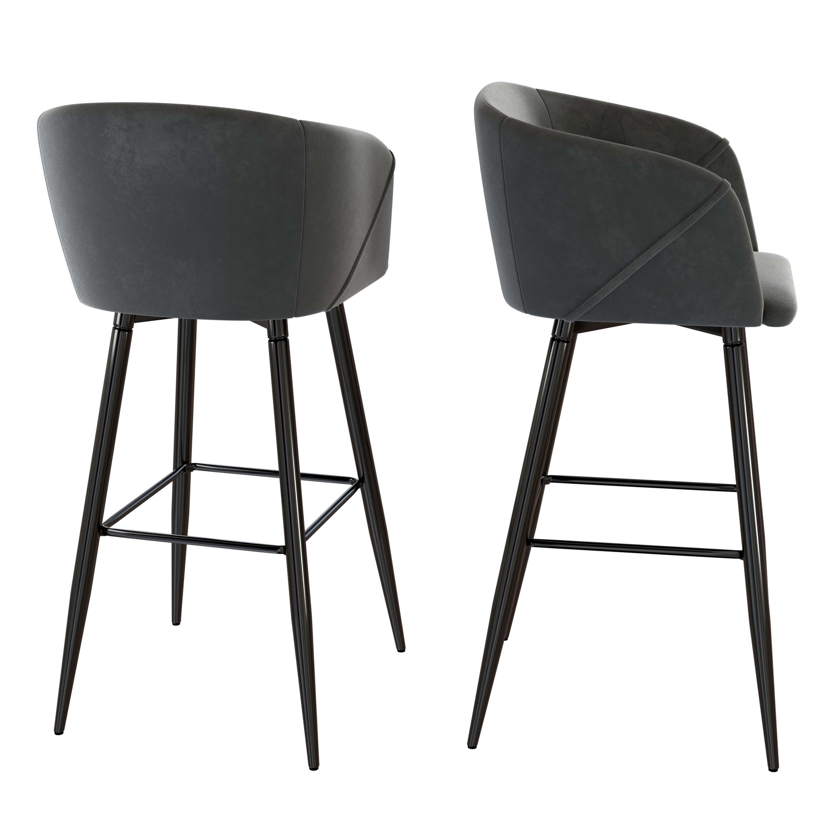 Braxton Upholstered Velvet Counter Bar Stool - 3D Model by artpolka