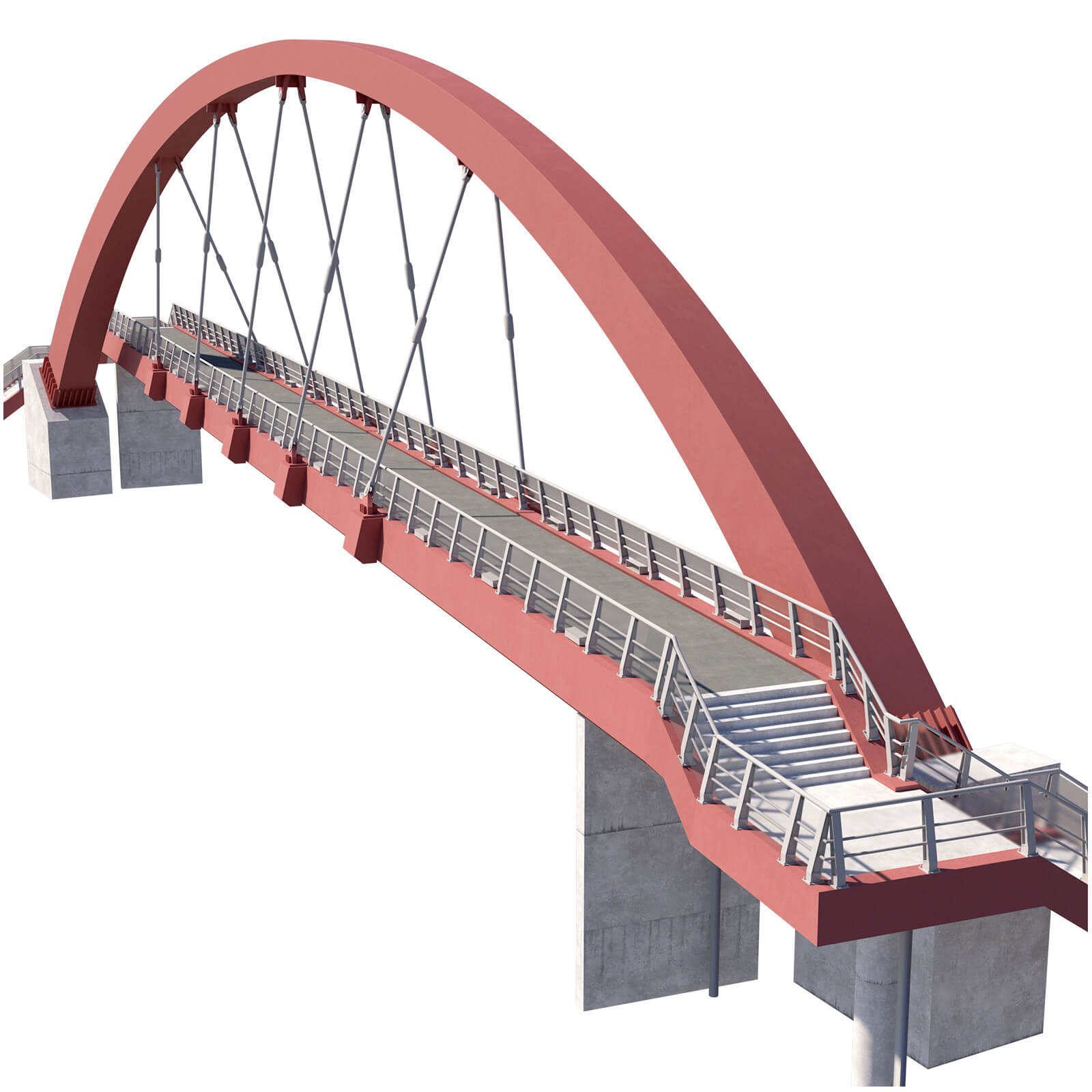 Bridge-04 Cable-Stayed Pedestrian Bridge Supported by an Arc 3D Model ...