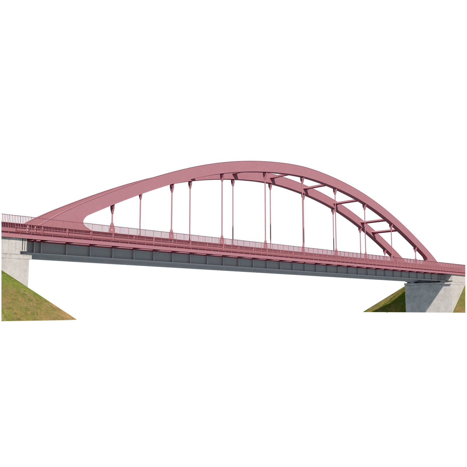 Bridge-05 Metal Arch Bridge Over a Highway with Pedestrian A 3D Model ...