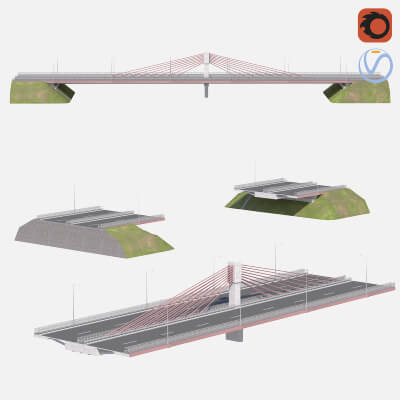 Bridge Span Suspension Structure Construction Kit - 3D Model by artpolka