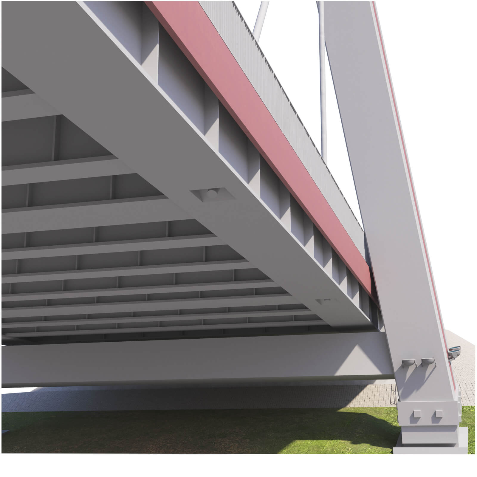 Bridge Span with a Suspension Structure and One Supporting - 3D Model ...