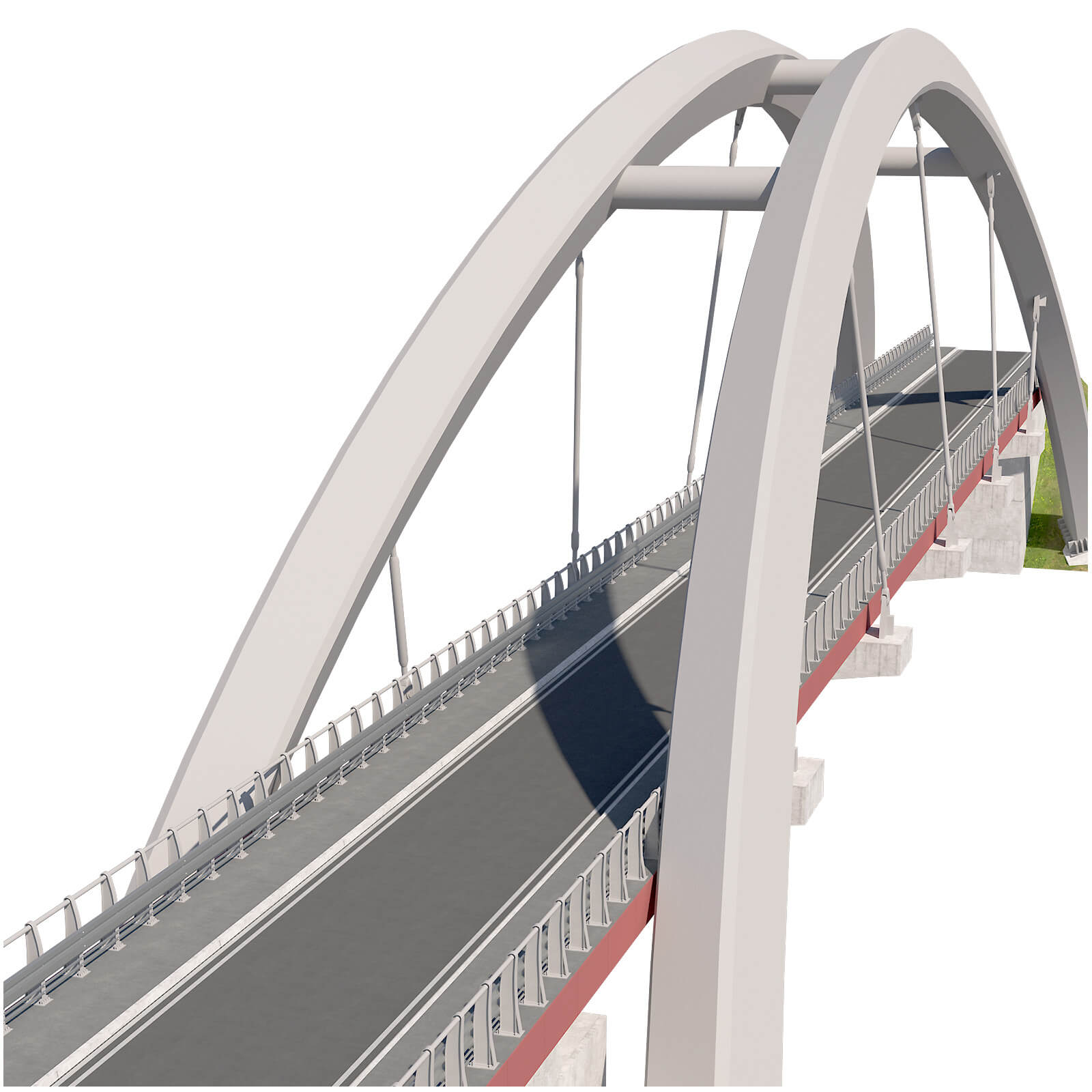 Cable-Stayed Suspension Bridge With Arch Structure 3D Model by artpolka