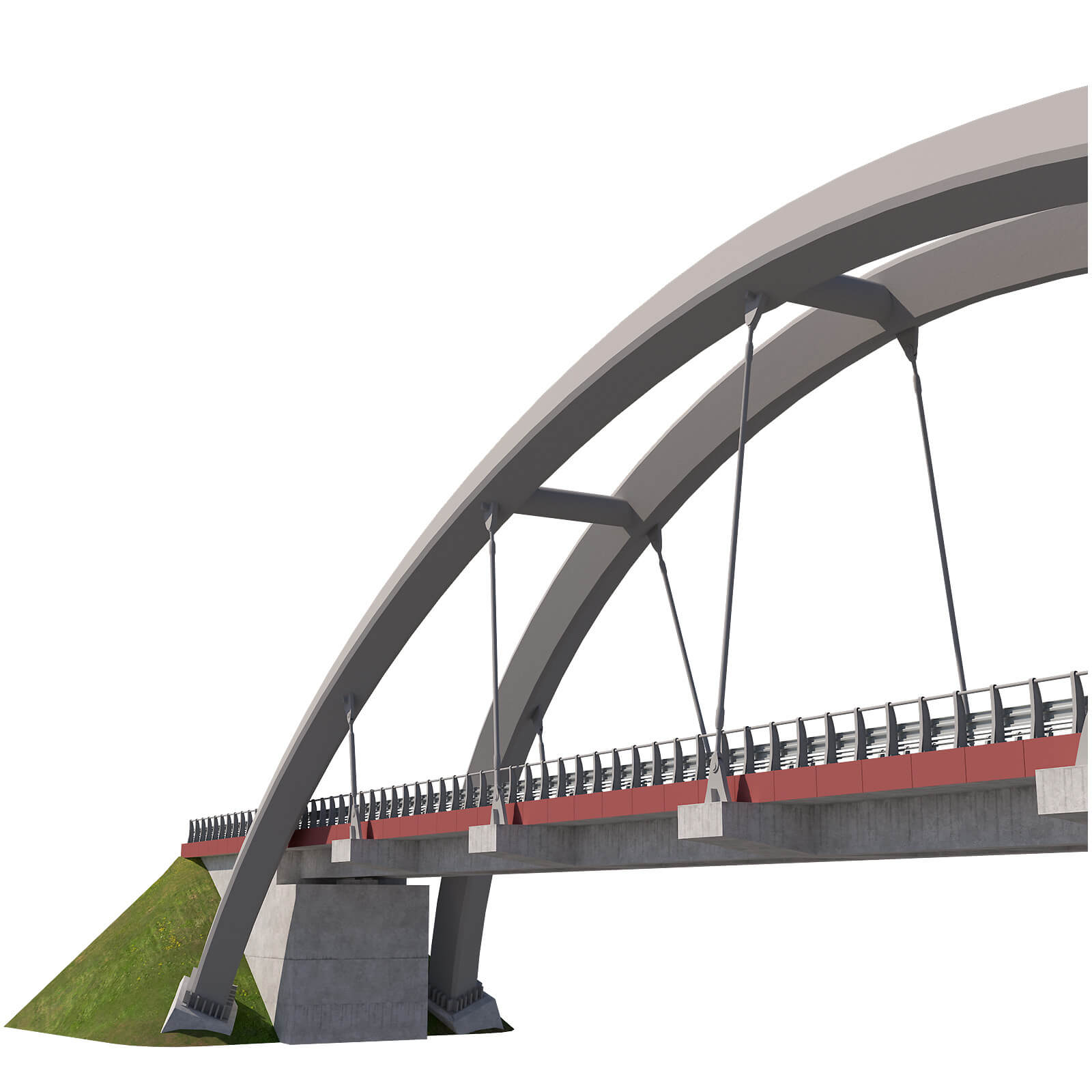 Cable-Stayed Suspension Bridge With Arch Structure 3D Model by artpolka