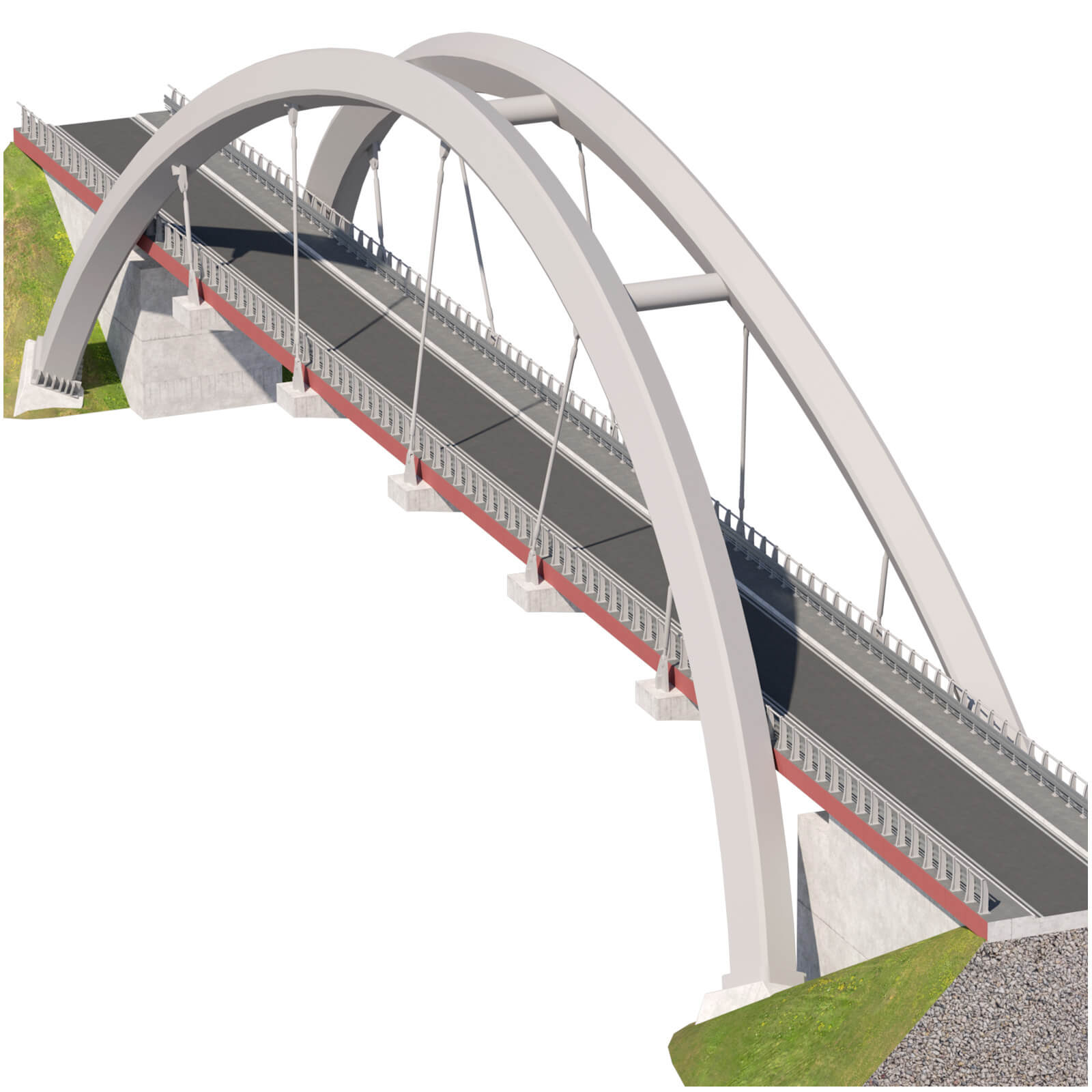 Cable-Stayed Suspension Bridge With Arch Structure 3D Model by artpolka