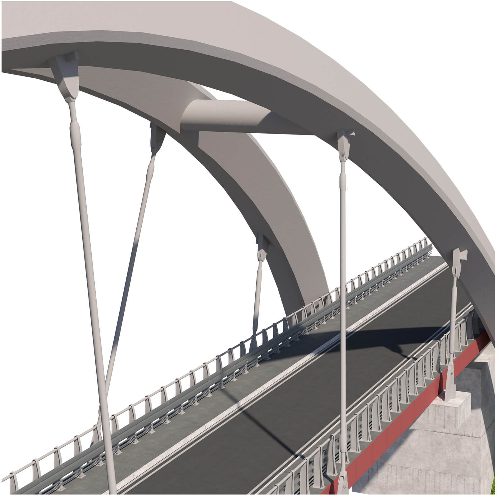 Cable-Stayed Suspension Bridge With Arch Structure 3D Model by artpolka