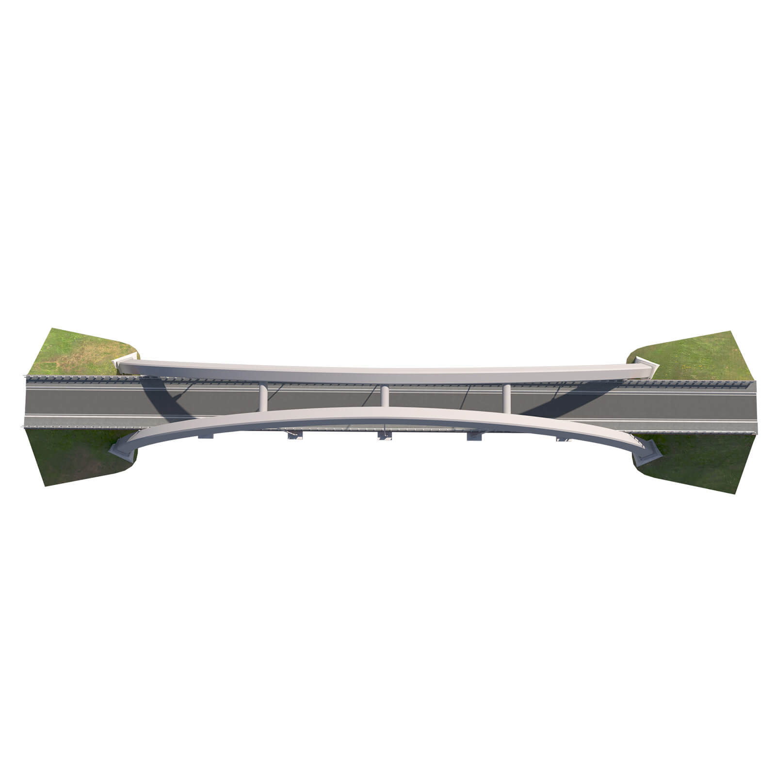 Cable-Stayed Suspension Bridge With Arch Structure 3D Model by artpolka