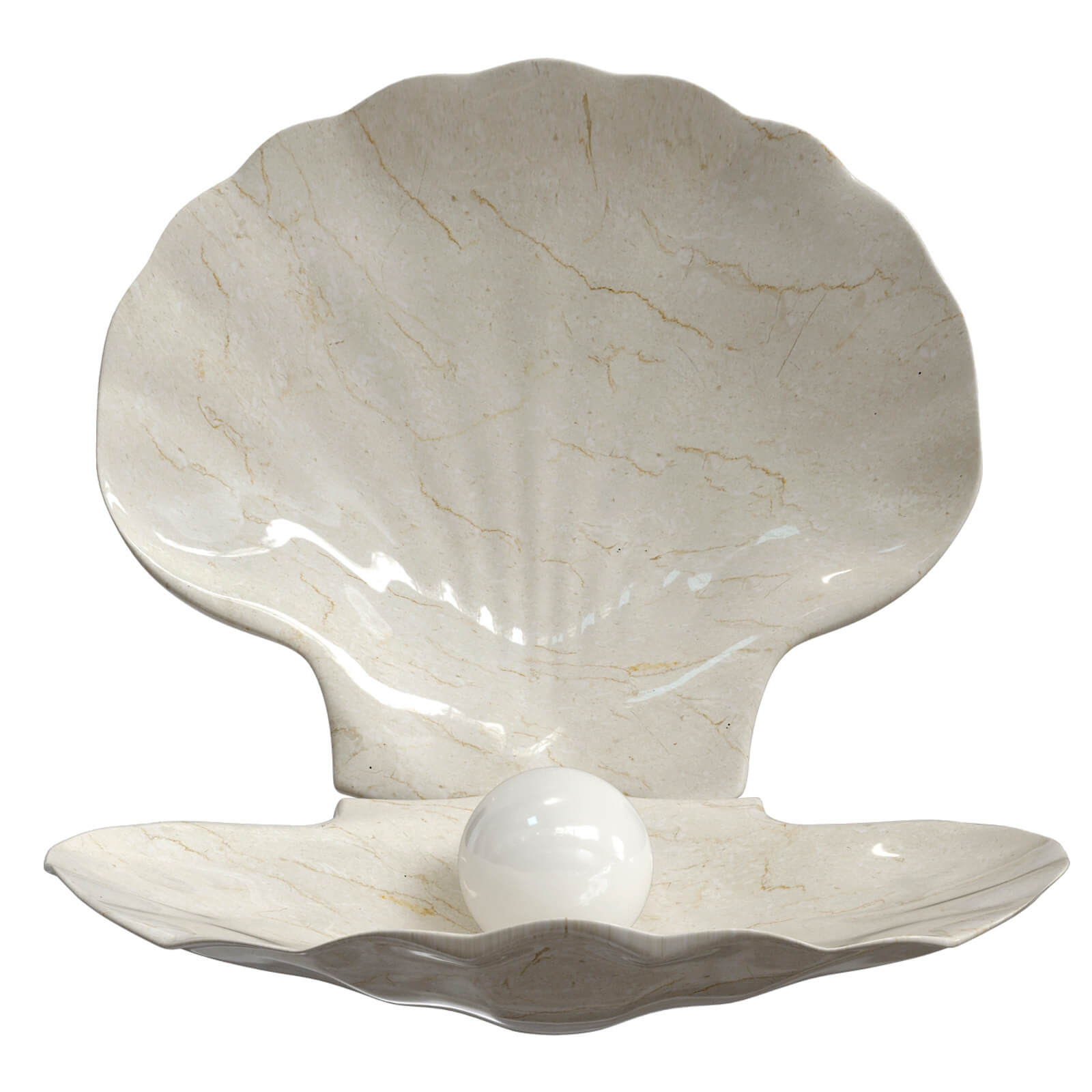 Ceramic Decor Sea Shell With Pearl - 3D Model by artpolka