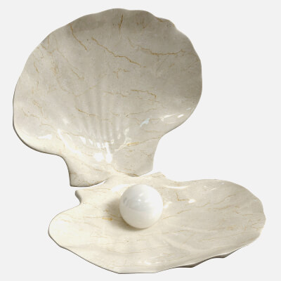 Ceramic Decor Sea Shell With Pearl - 3D Model by artpolka