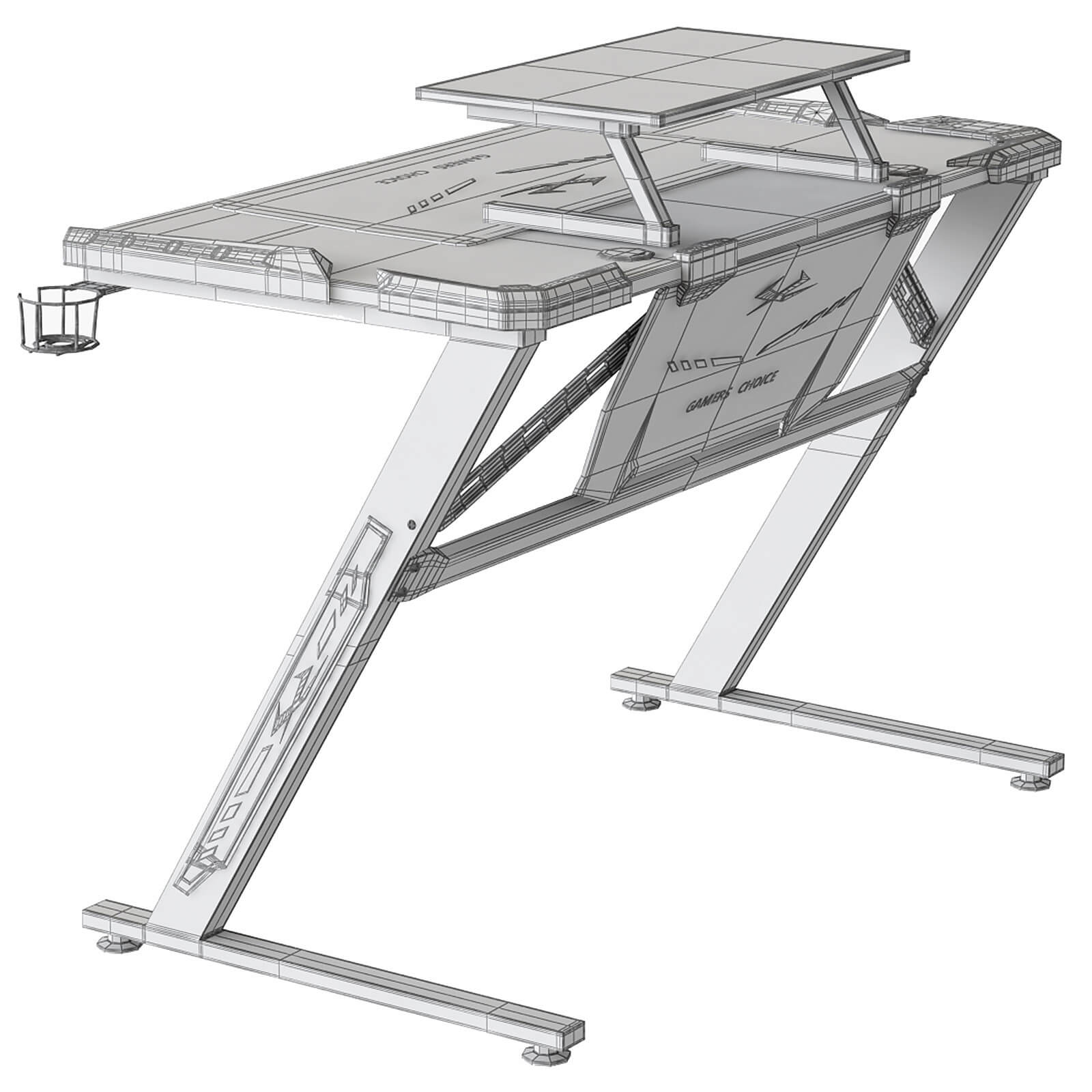 Computer Gaming Desk Langholm With Led Black - 3D Model by artpolka