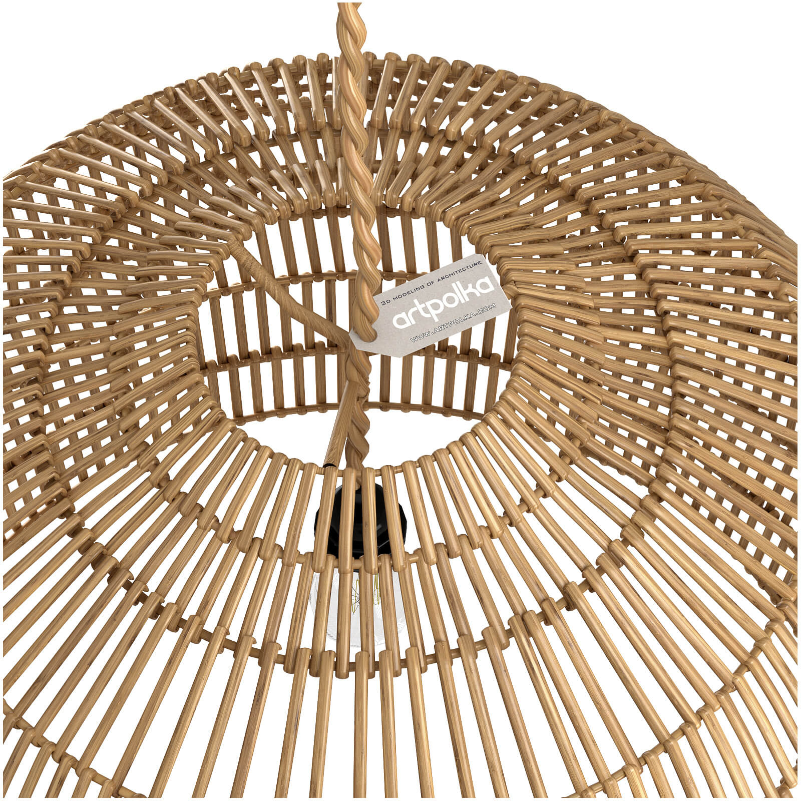 Couleur Locale Namar Roped Rattan Spherical Lamp - Free 3D Model by ...