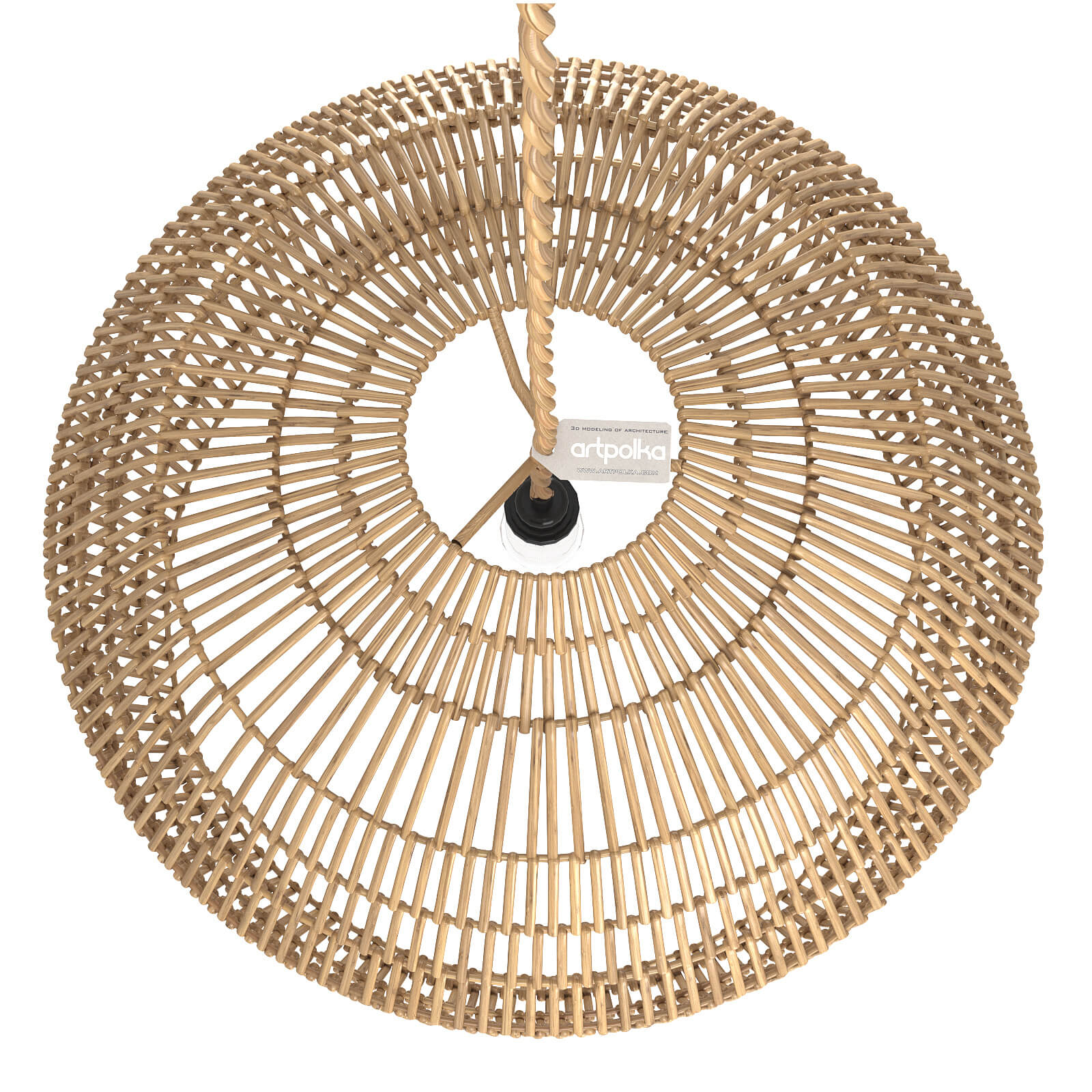 Couleur Locale Namar Roped Rattan Spherical Lamp - Free 3D Model by ...