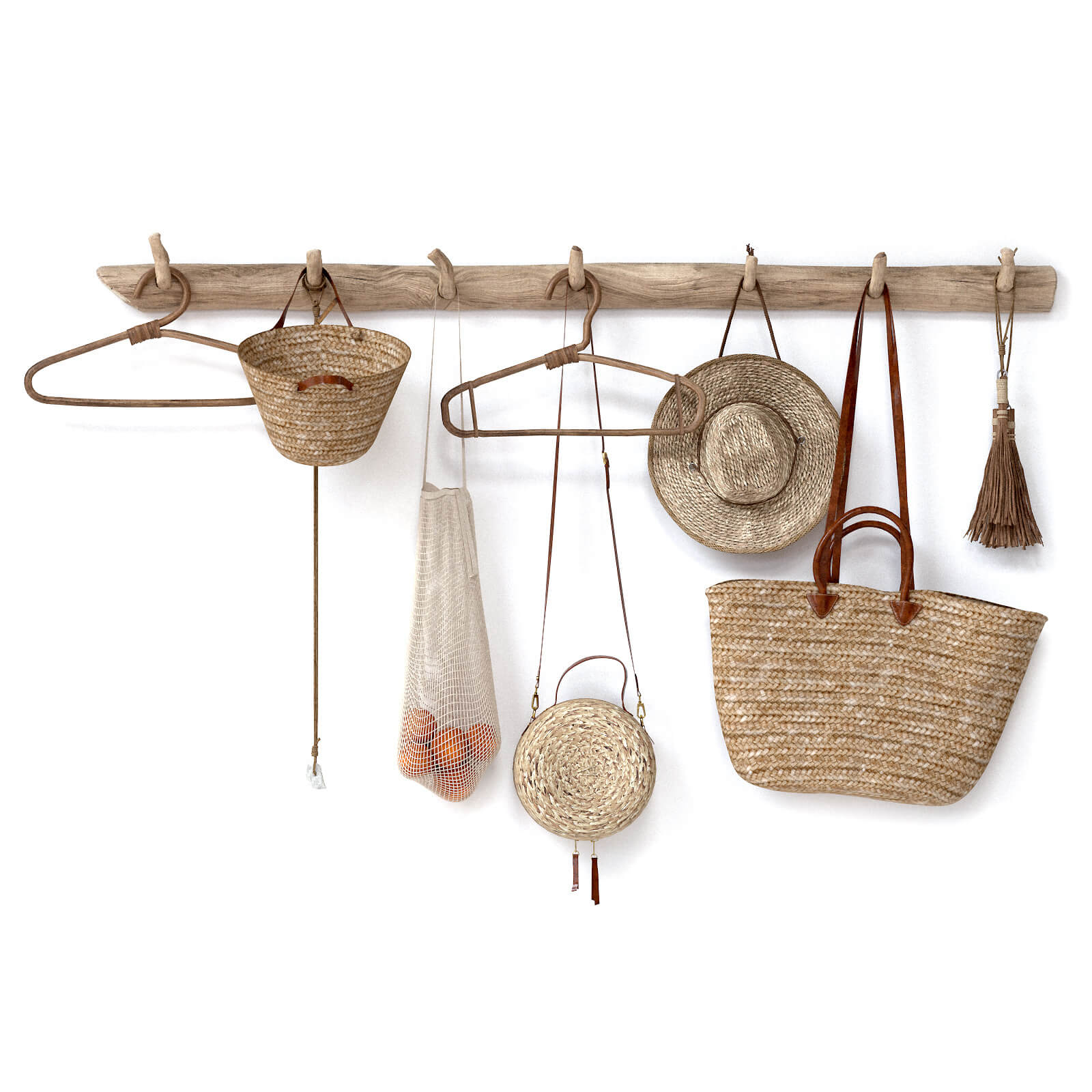 Decorative Set 001 Wall Hangers Bag Hat - 3D Model by artpolka