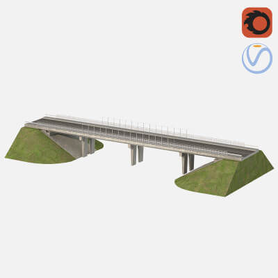 Detailed Concrete Bridge at the Road - 3D Model by artpolka