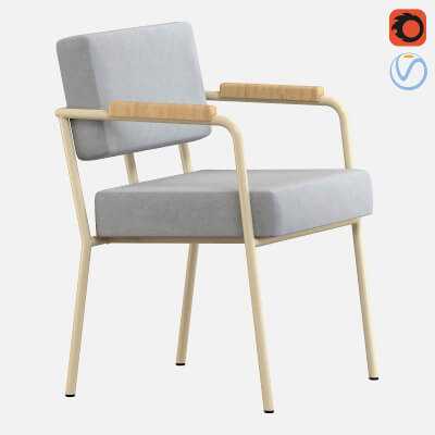 Fest Monday Dining Chair With Arms - 3D Model by artpolka