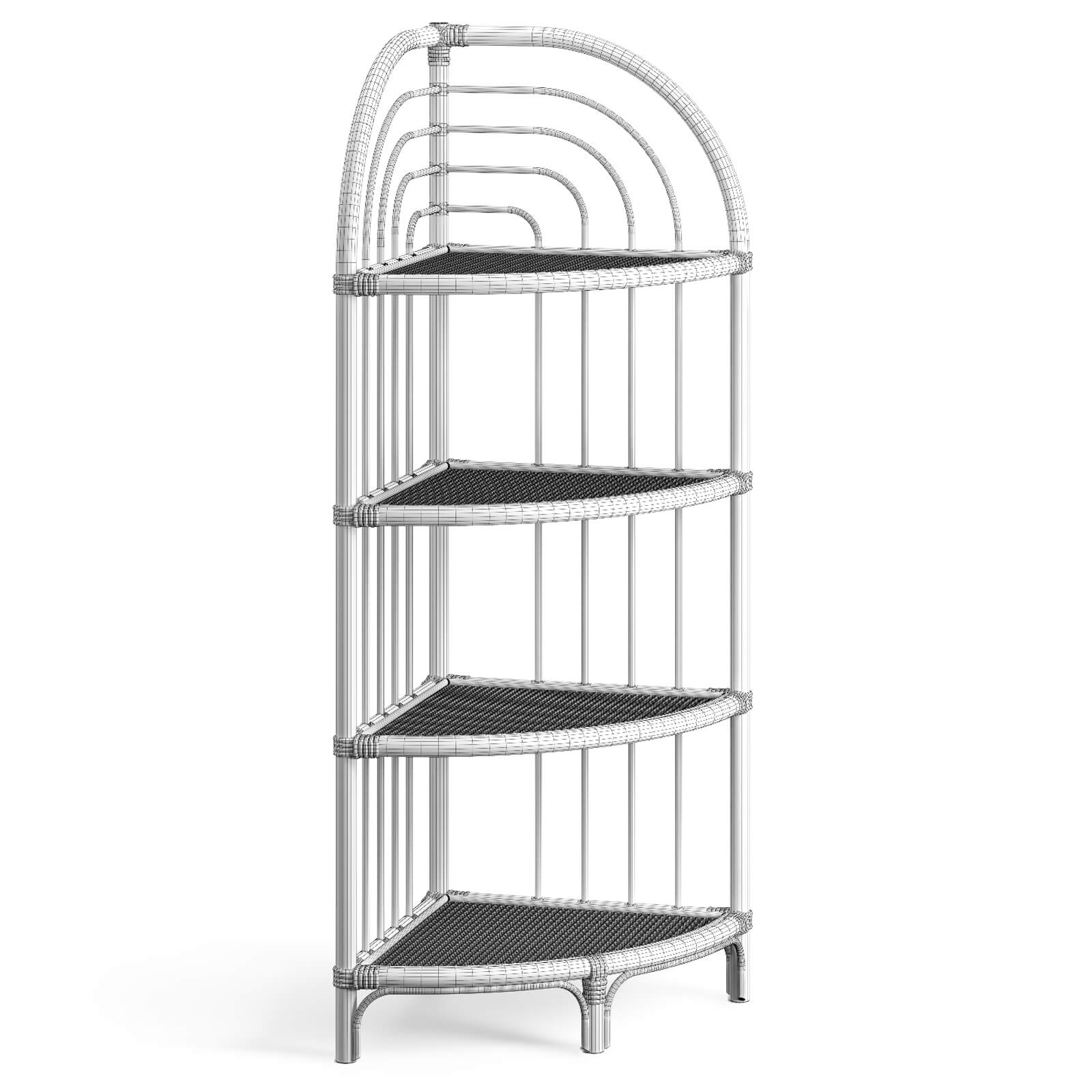 Kantha Rattan Corner Shelf - 3D Model by artpolka