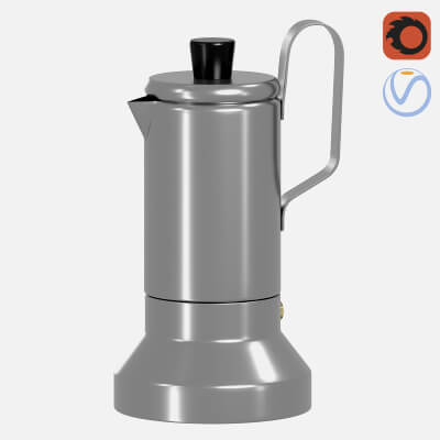 METALLISK Espresso Maker for Cooktop Stainless Steel - 3D Model by artpolka