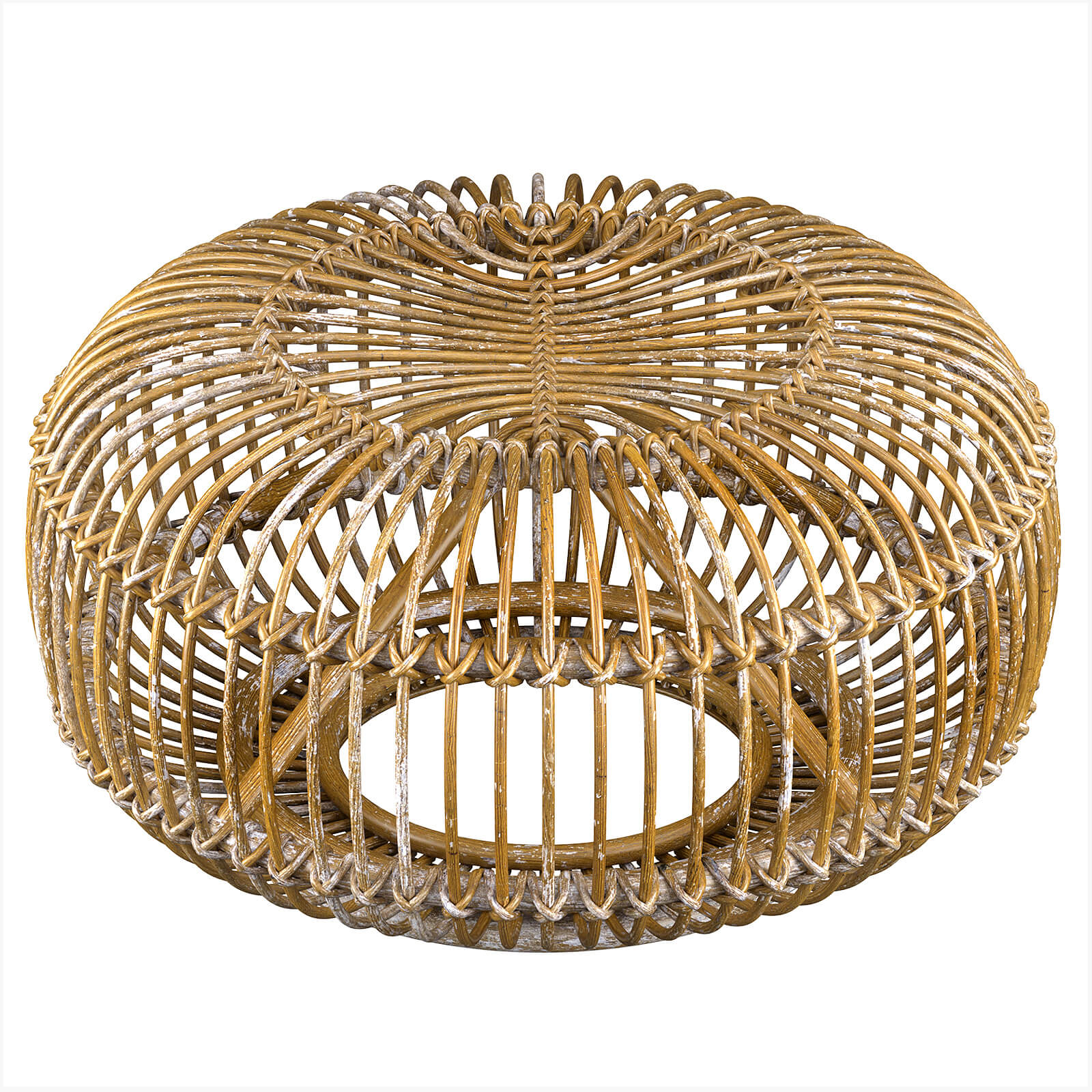 Mid Century Wicker Rattan Pouf Italy 1950S - 3D Model by artpolka