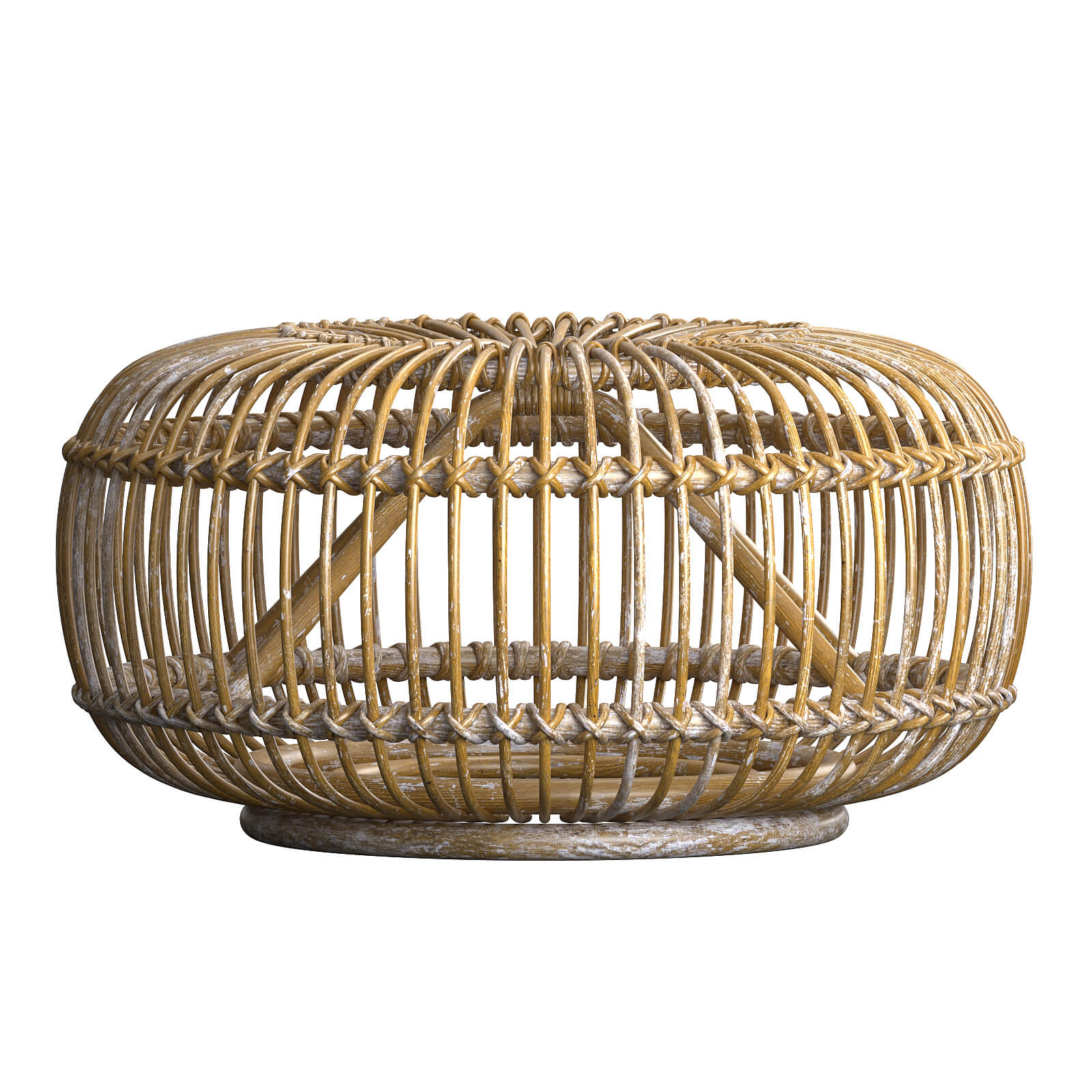 Mid Century Wicker Rattan Pouf Italy 1950S - 3D Model by artpolka