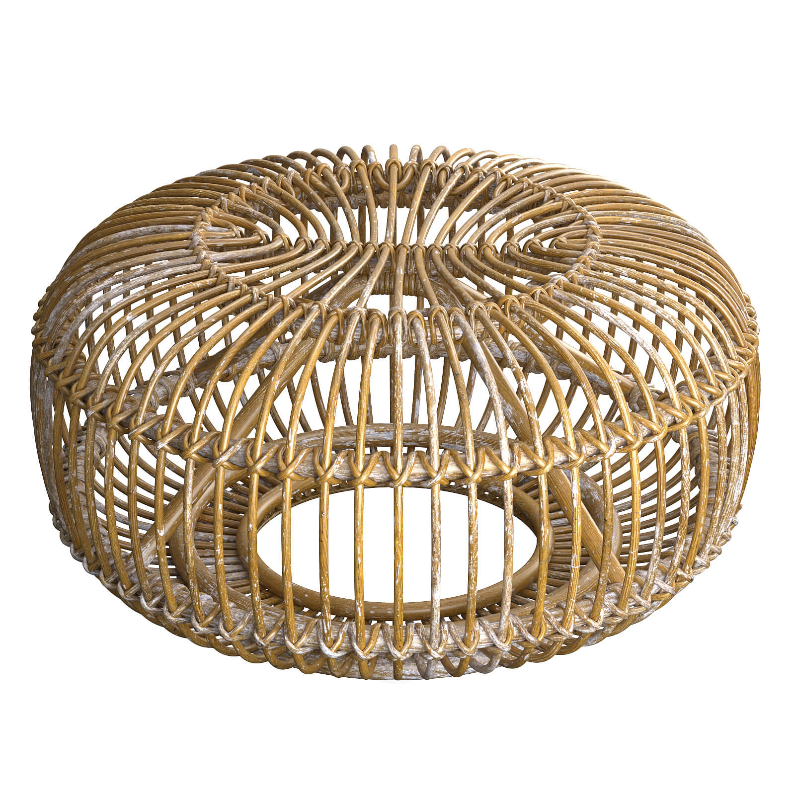 Mid Century Wicker Rattan Pouf Italy 1950S - 3D Model by artpolka