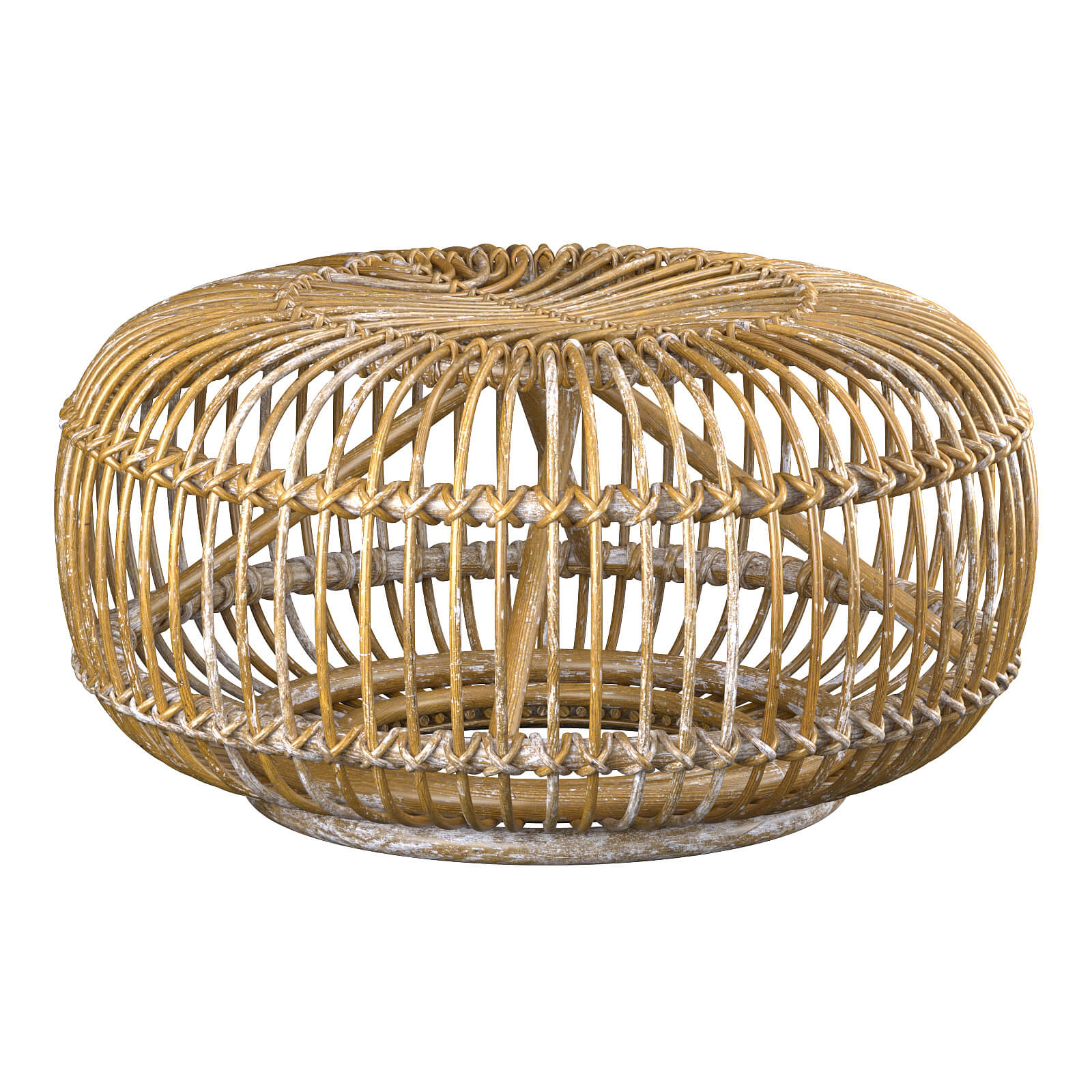 Mid Century Wicker Rattan Pouf Italy 1950S - 3D Model by artpolka