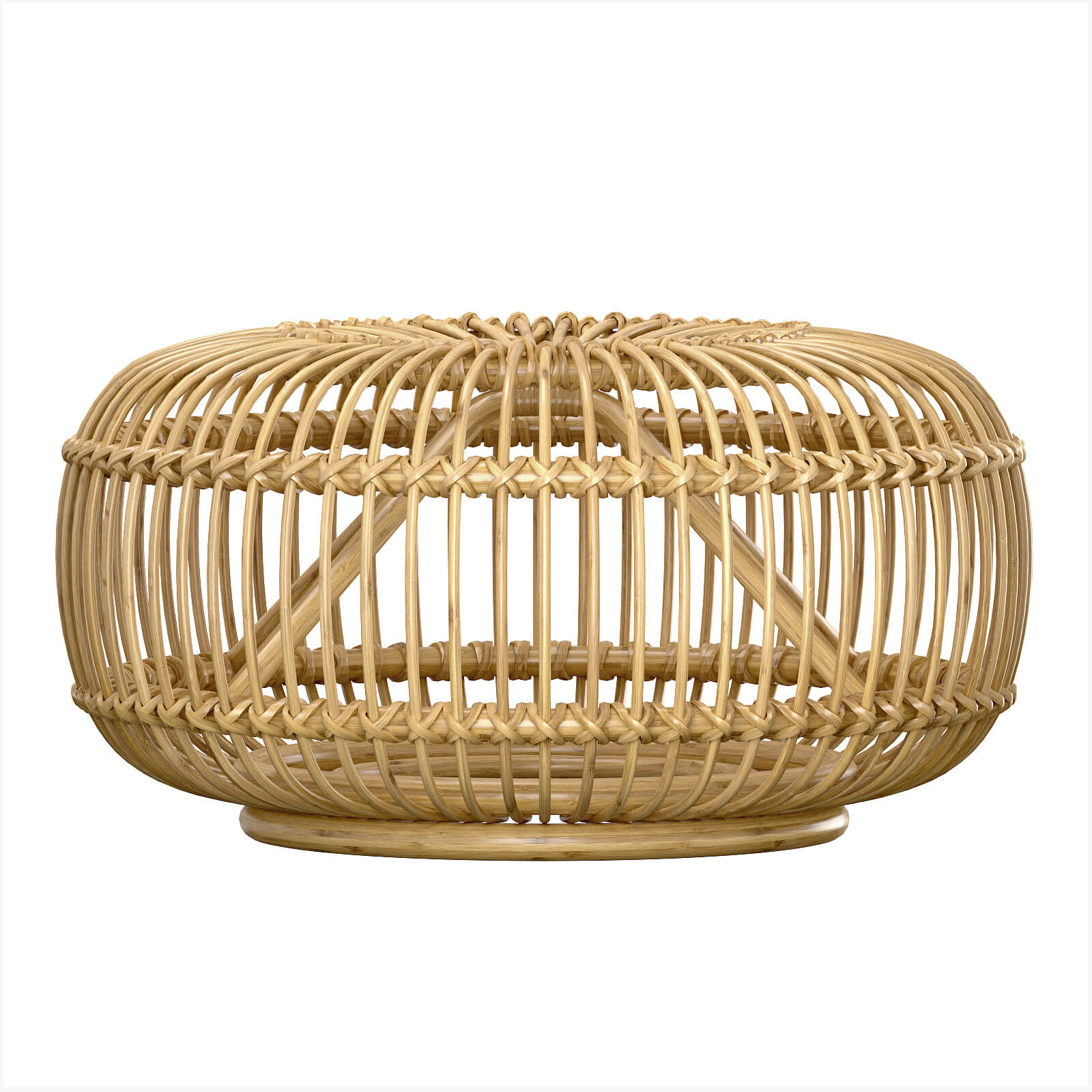 Mid Century Wicker Retro Rattan Pouf Italy 1950S - 3D Model by artpolka