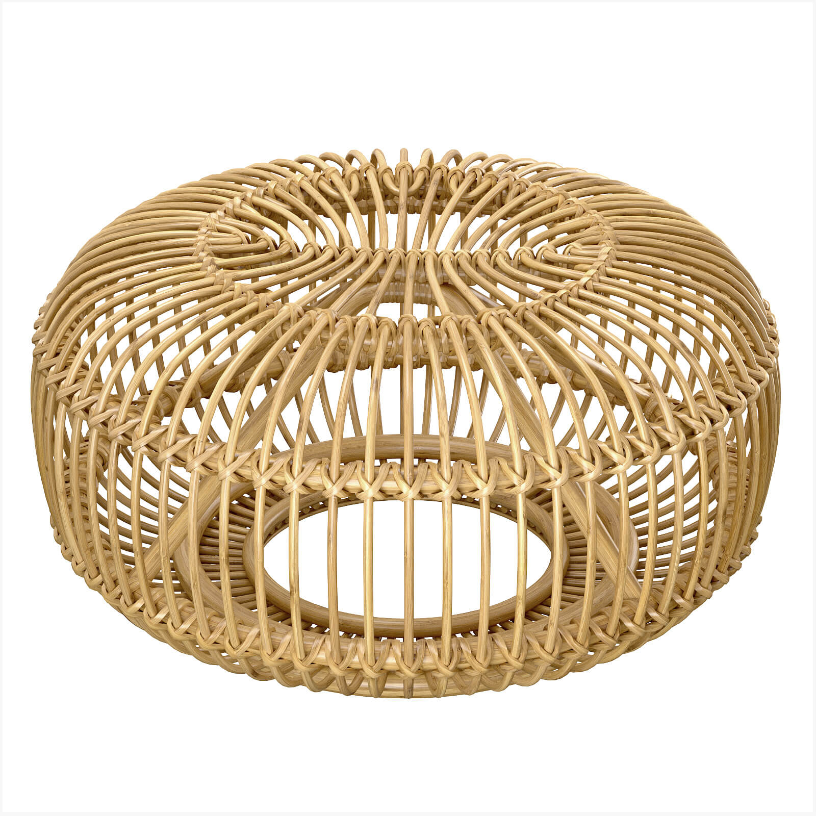 Mid Century Wicker Retro Rattan Pouf Italy 1950S - 3D Model by artpolka