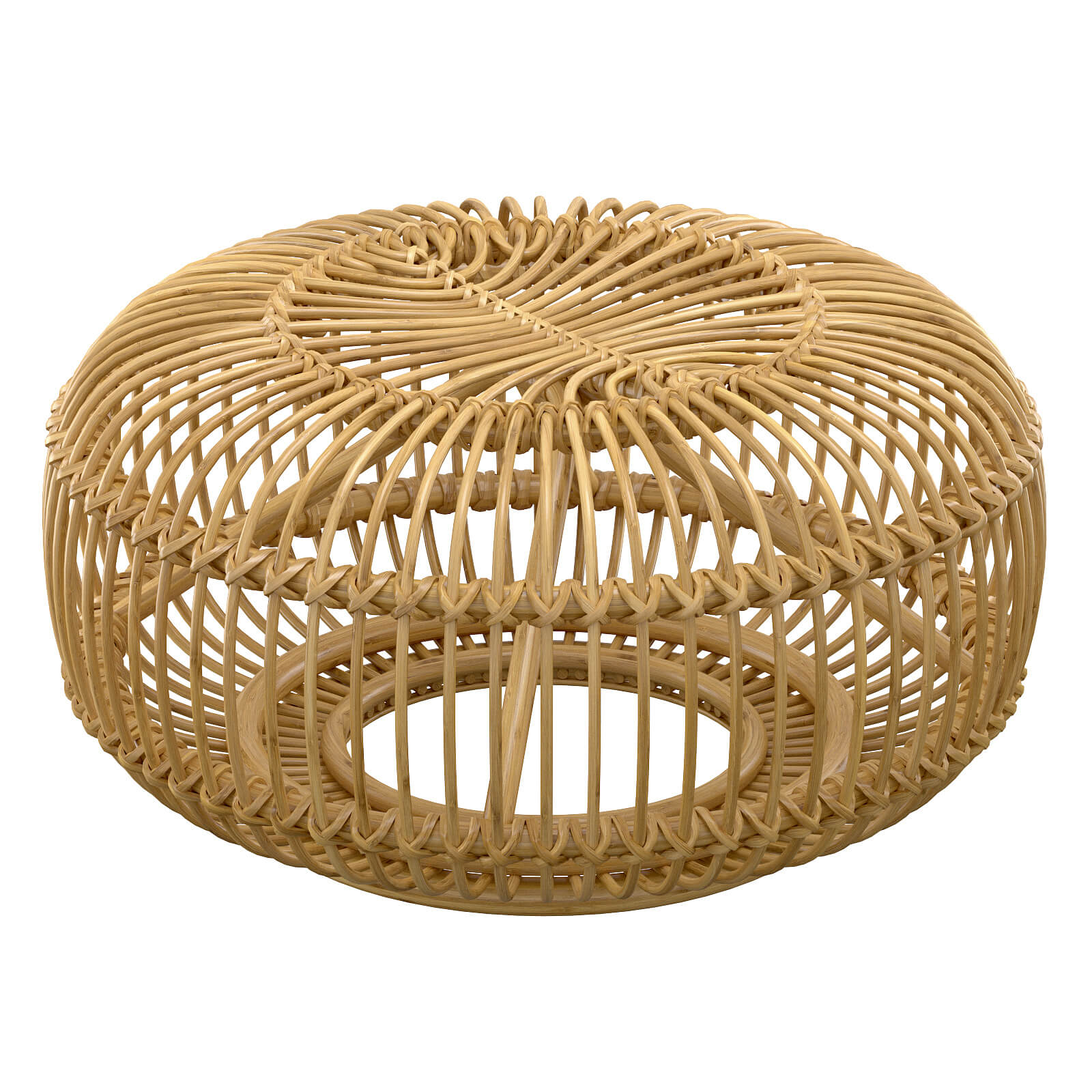 Mid Century Wicker Retro Rattan Pouf Italy 1950S - 3D Model by artpolka